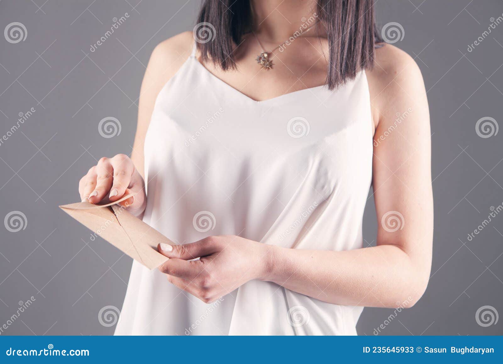 Young Girl Opens an Envelope Stock Image - Image of post, young: 235645933