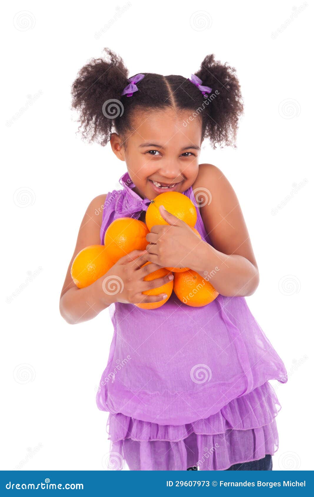 Young girl with orange stock image. Image of smile, green - 29607973