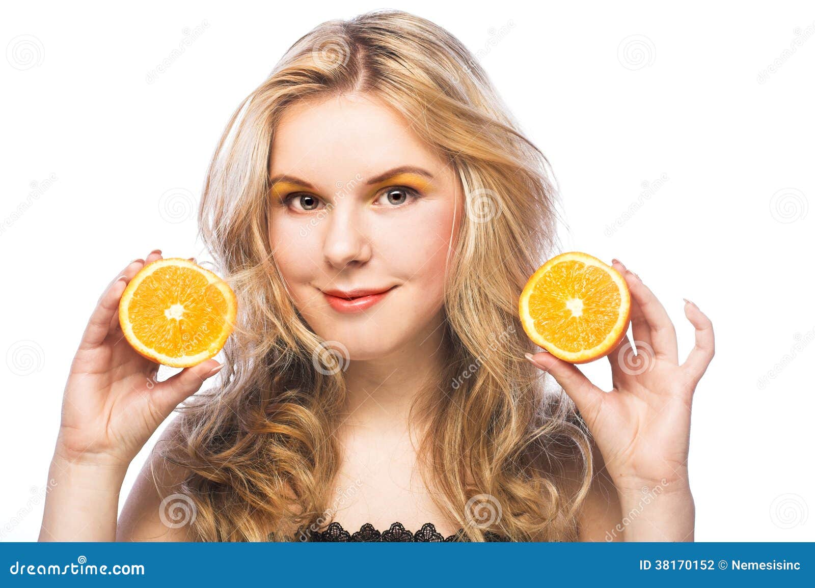 Young girl with orange stock photo. Image of beauty, attractive - 38170152