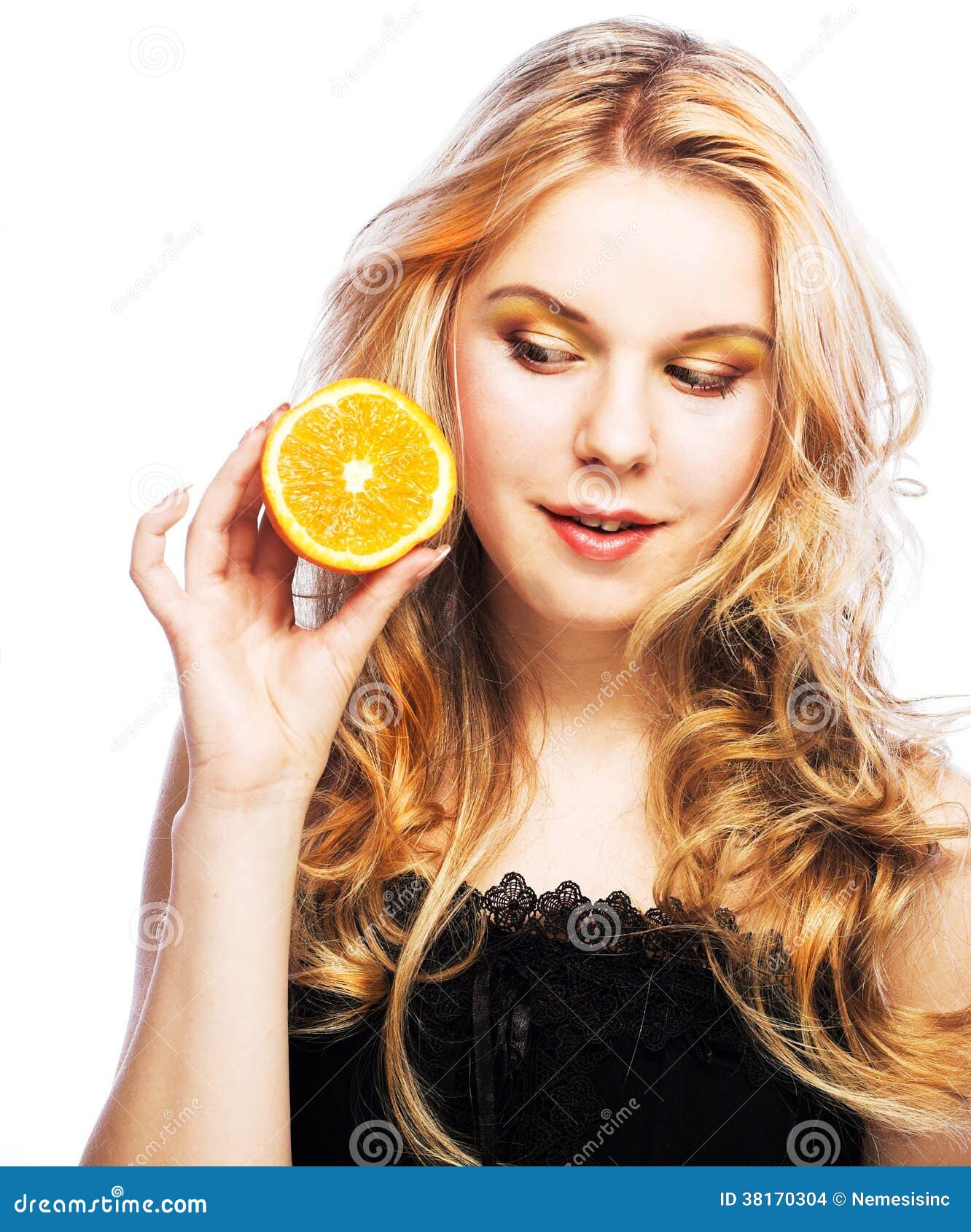 Young girl with orange stock photo. Image of fashion - 38170304