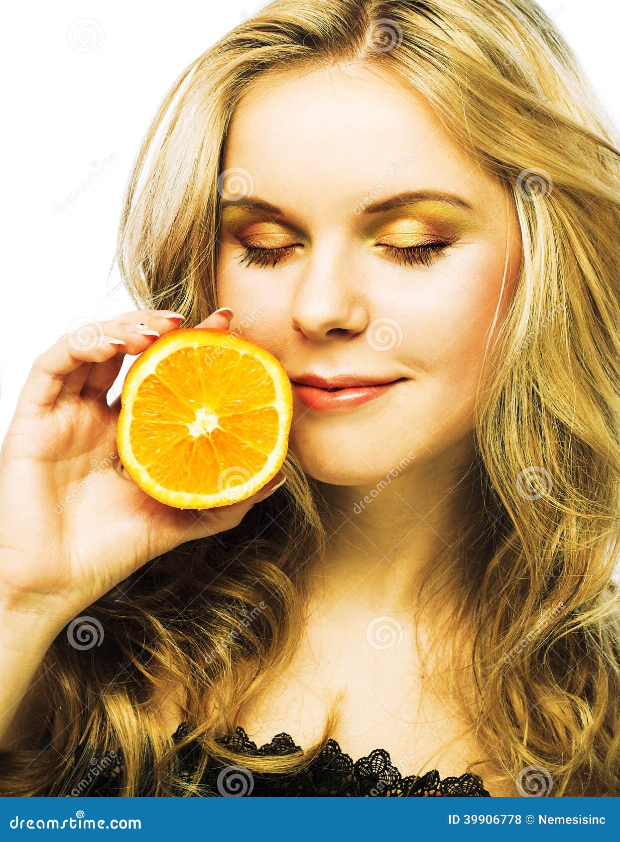 Young girl with orange stock photo. Image of fruit, cute - 39906778