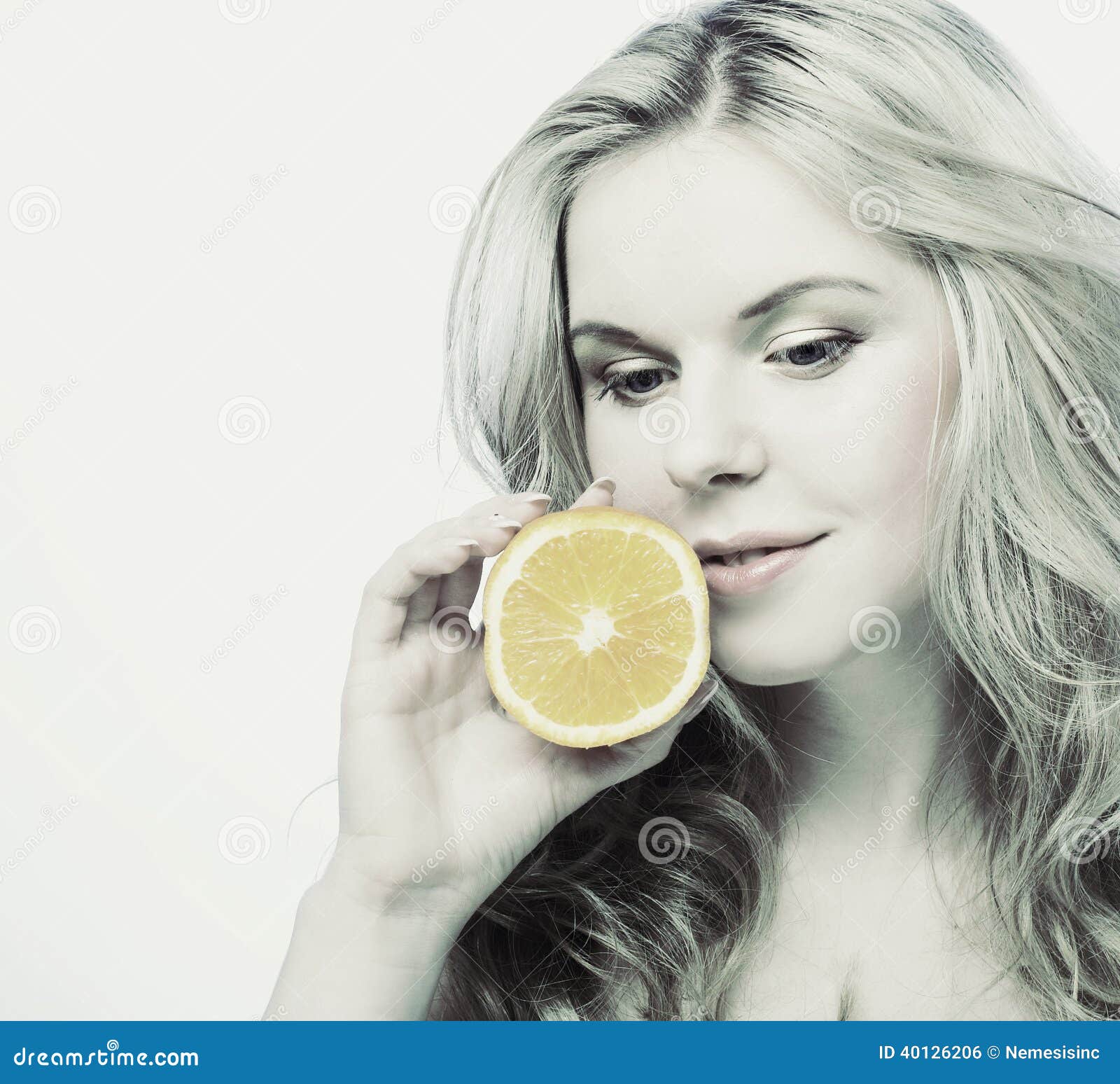 Young girl with orange stock photo. Image of attractive - 40126206