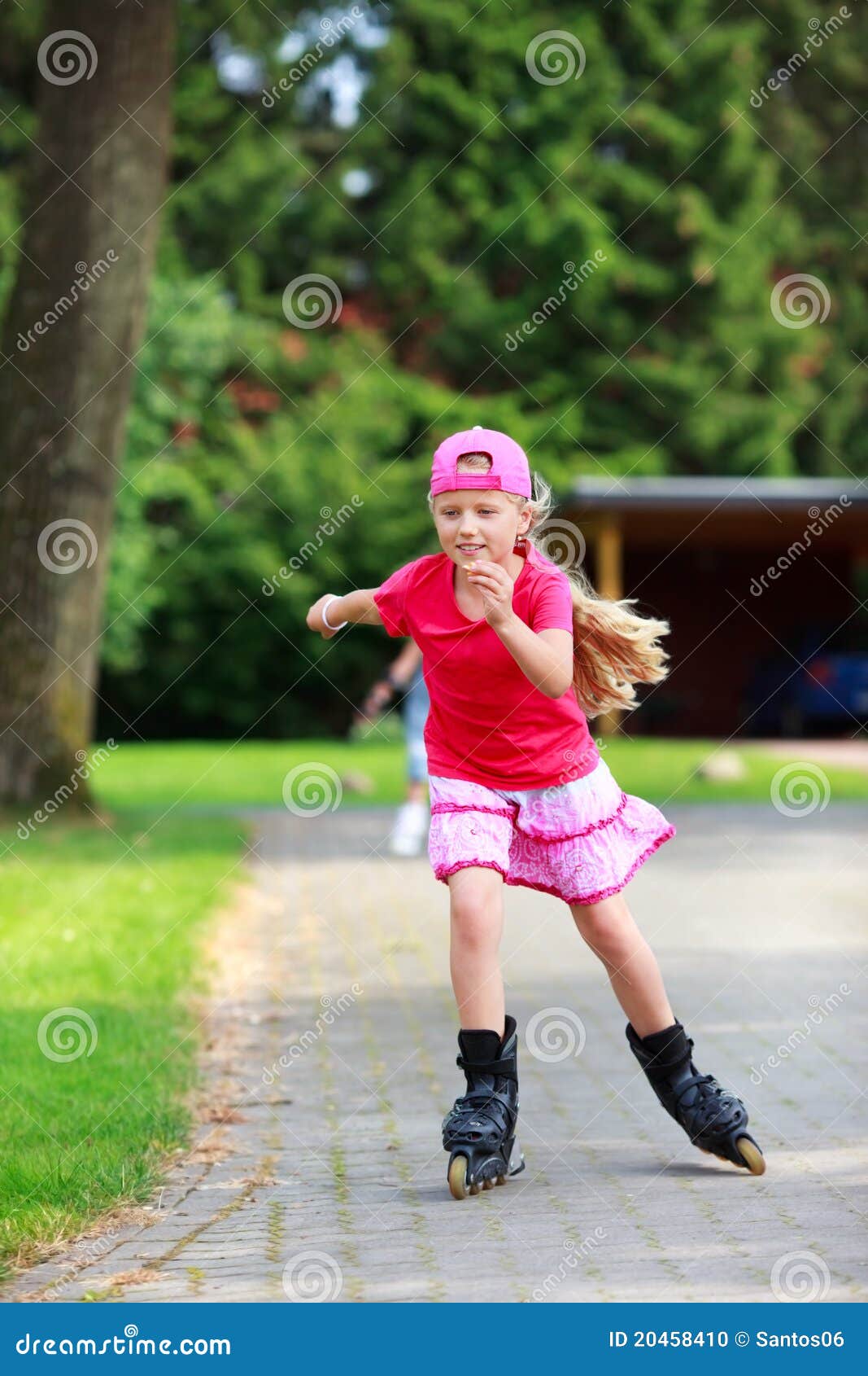 Young Girl Outdoors Inline Skating Fun Stock Photo - Image of outdoor ...