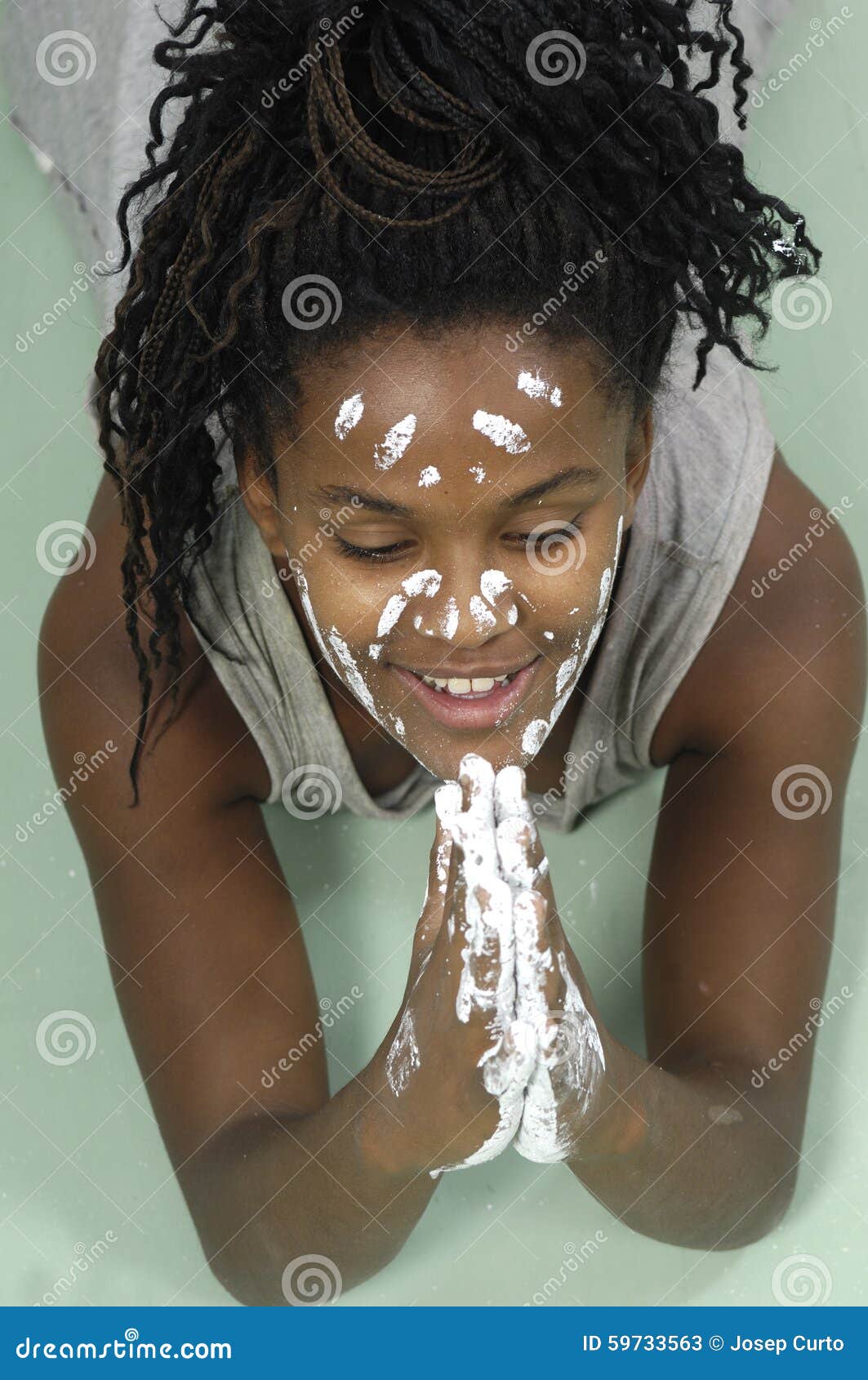 Young Girl Painting and Soiling Stock Image - Image of leisure, home ...