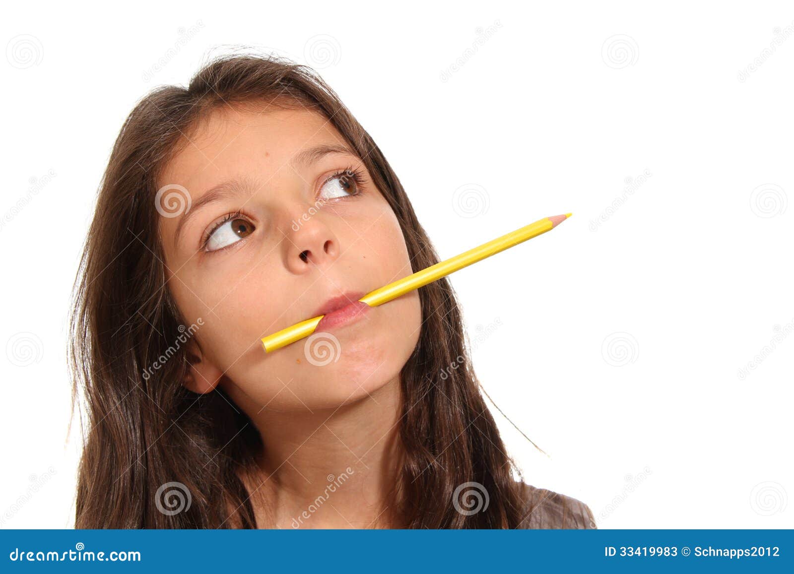 Young girl with a pencil stock image. Image of young - 33419983