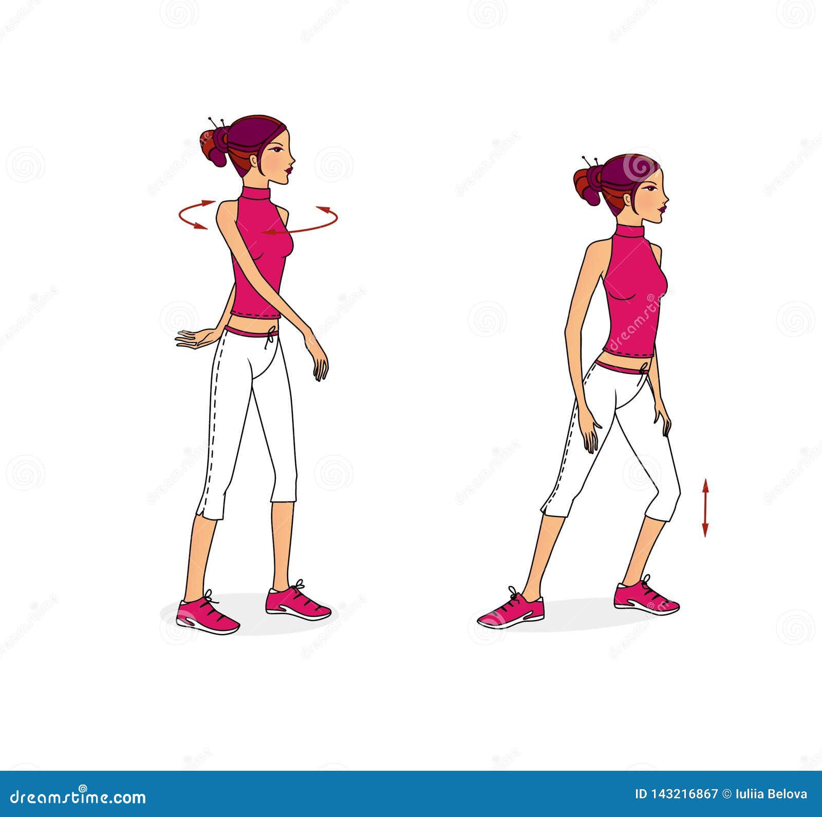 Stretching Muscles With Expander At Gym Class Vector Illustration ...