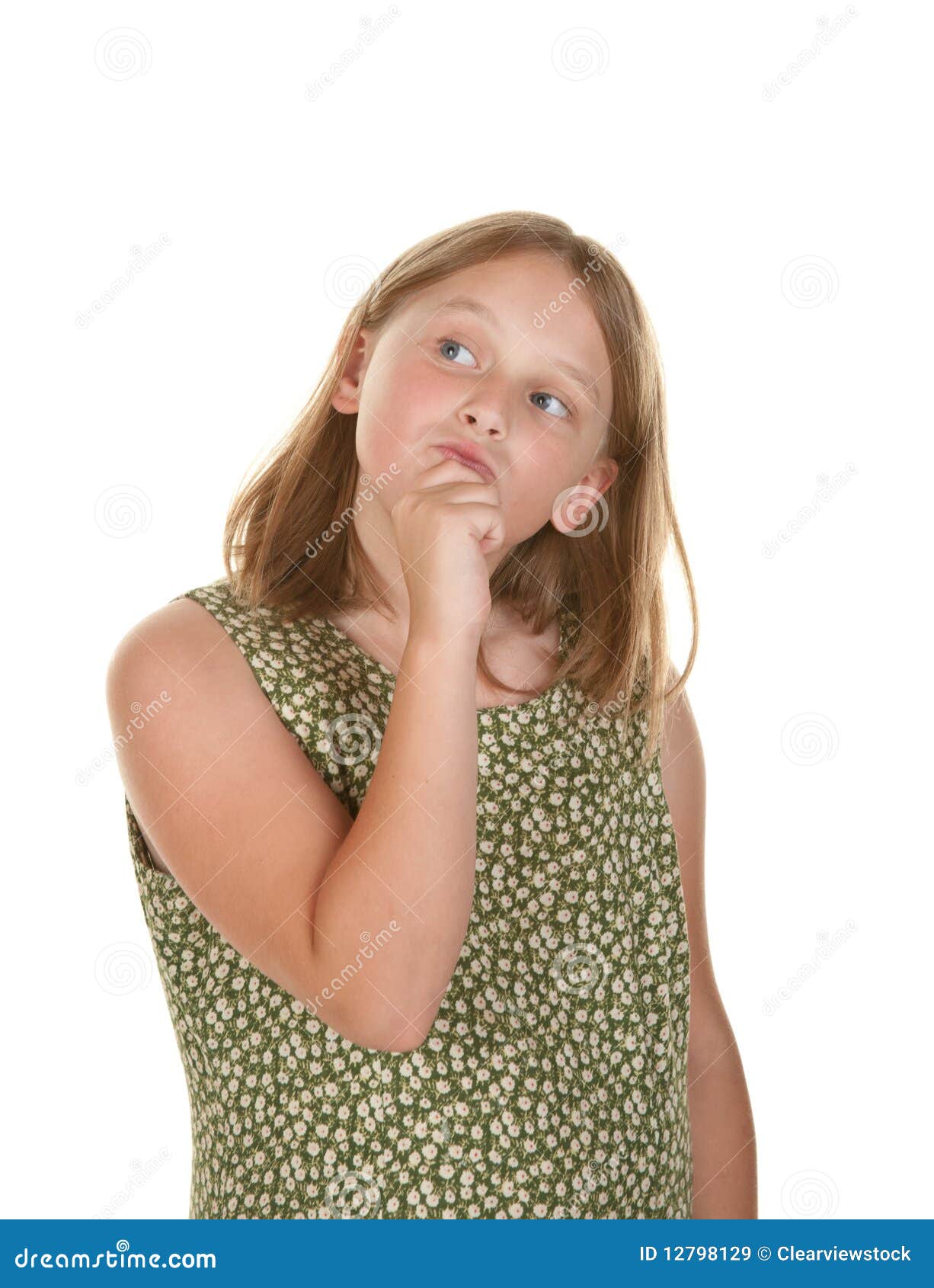 Young girl perplexed stock image. Image of white, young - 12798129