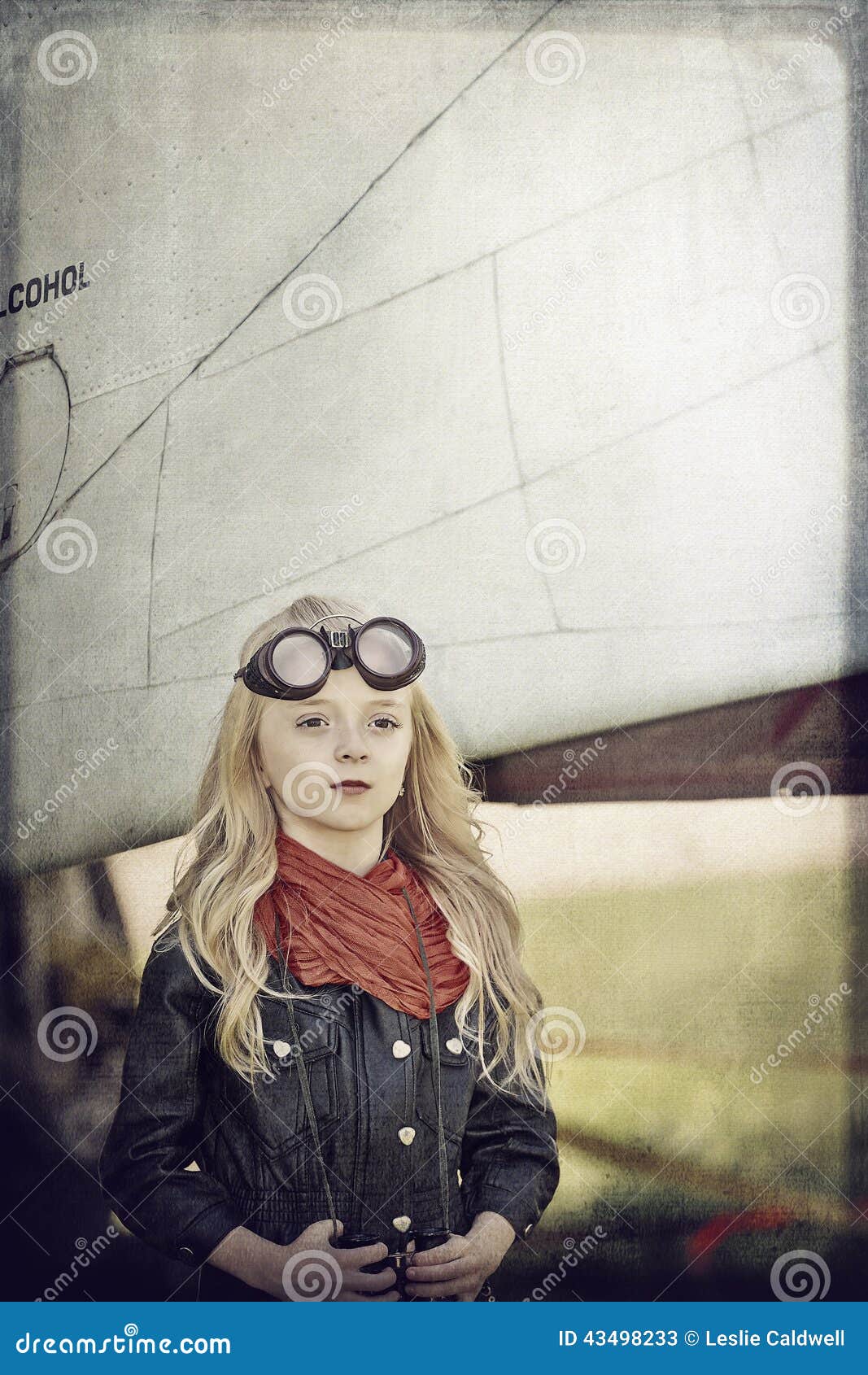 Young girl pilot stock image. Image of cool, goggles - 43498233
