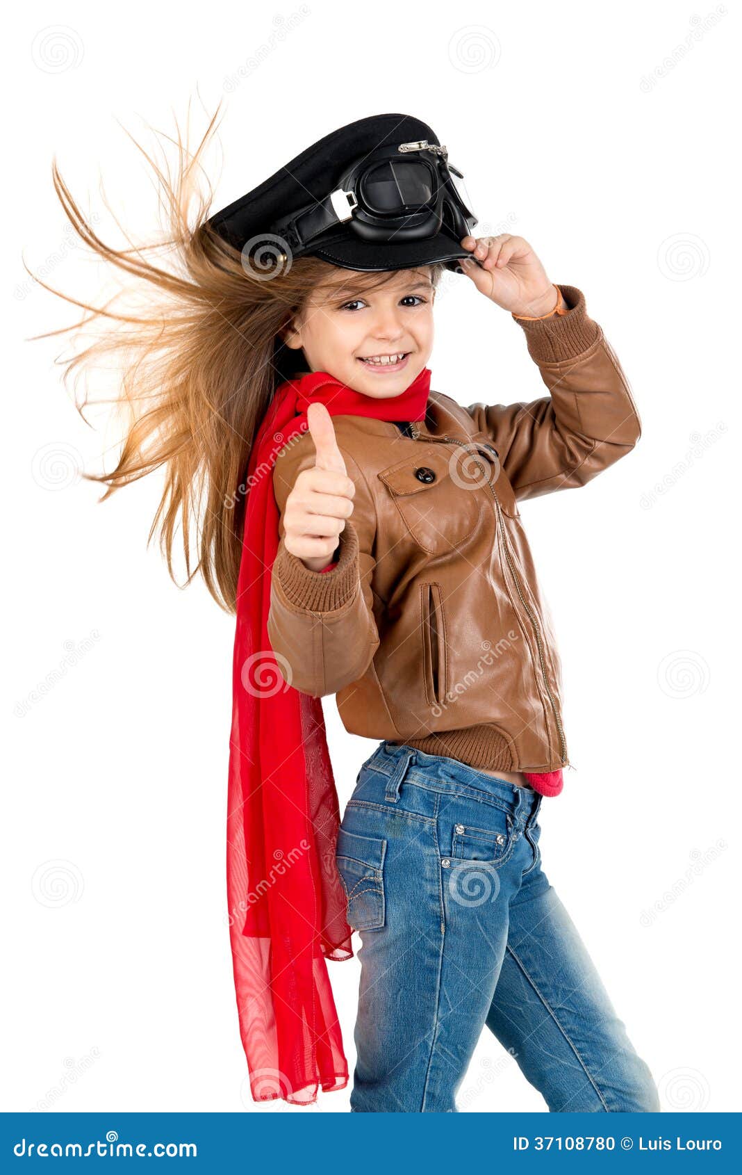 Young girl pilot stock photo. Image of child, pilot, retro - 37108780