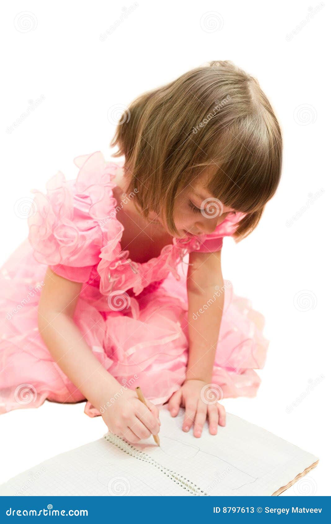 Young Girl in Pink Draw by Pencil Stock Image - Image of fine ...