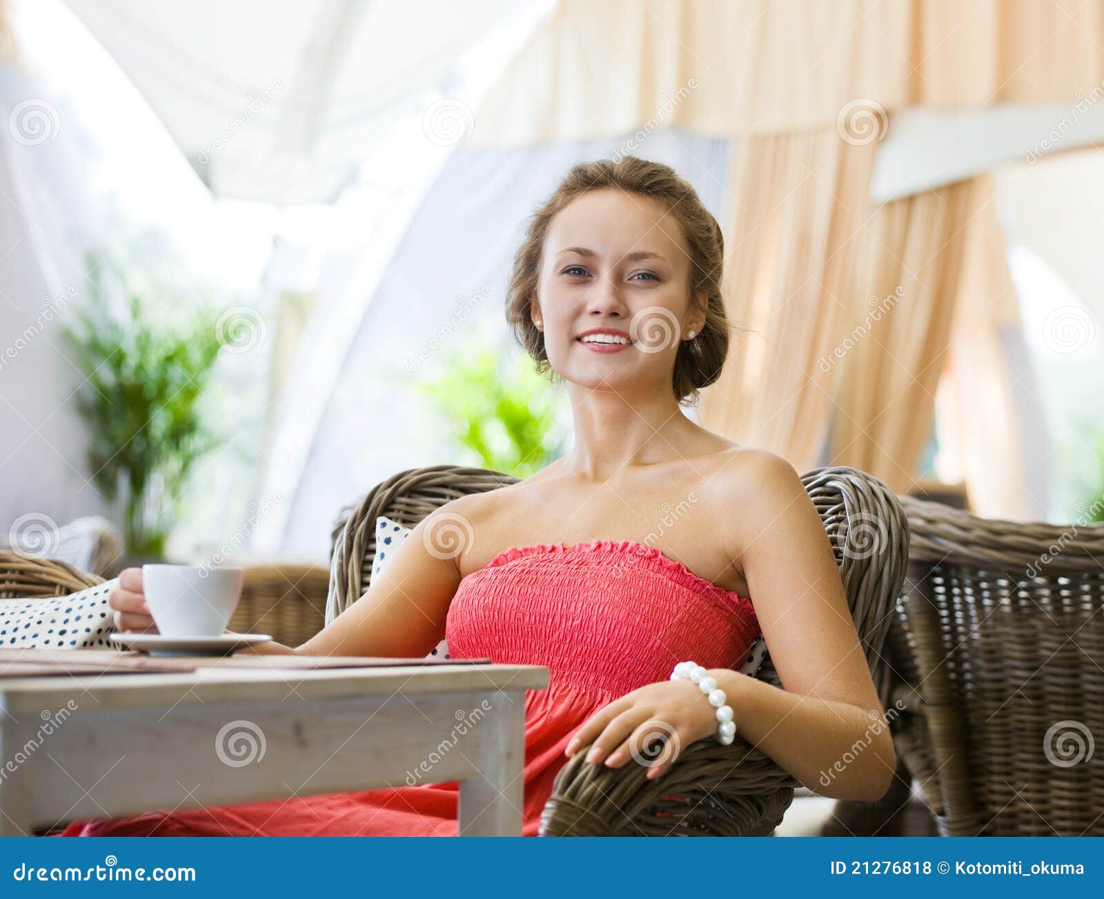 Young girl in a pink dress stock photo. Image of hair - 21276818