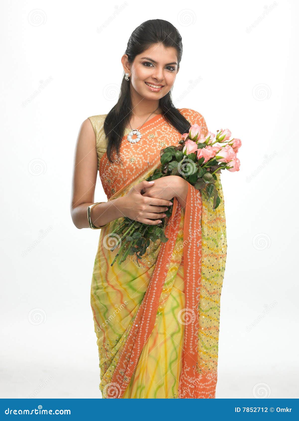 Young girl with pink roses stock photo. Image of designed - 7852712