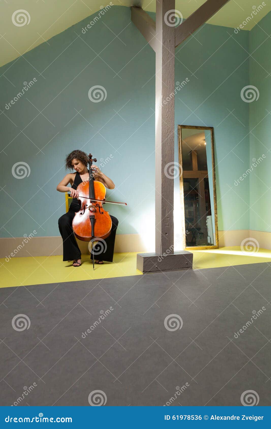 Young girl playing cello stock photo. Image of room, interior - 61978536