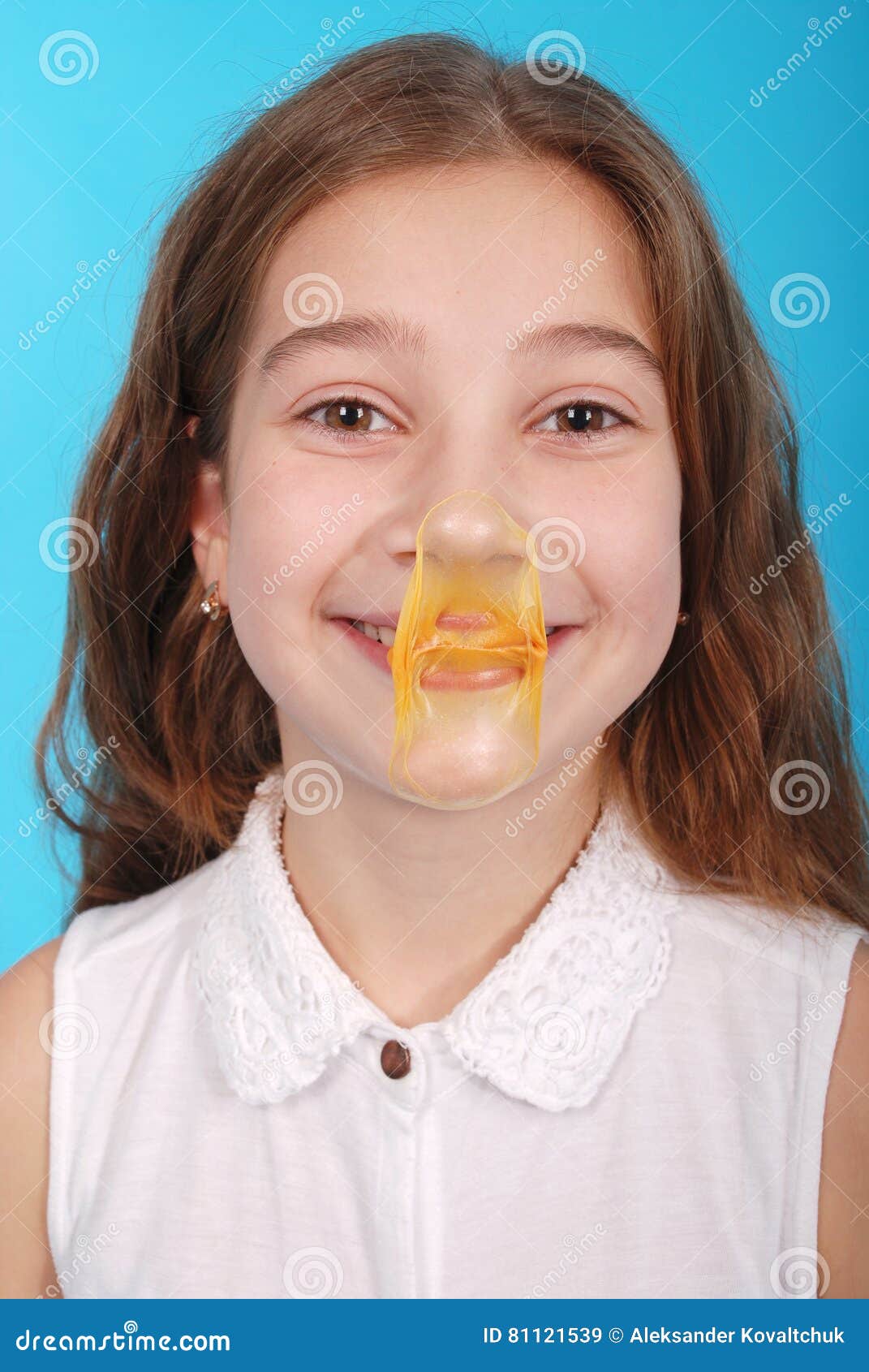 Young Girl Playing with Chewing Gum Stock Image - Image of cute, funny ...