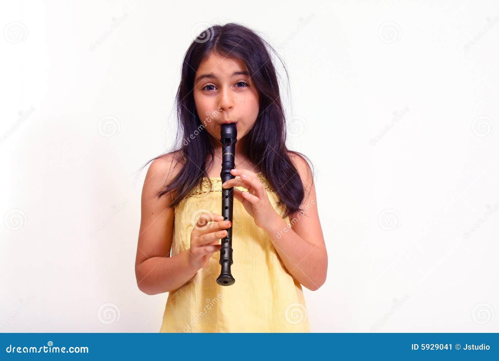 Young Girl Playing Recorder Stock Image - Image of band, brightly: 5929041