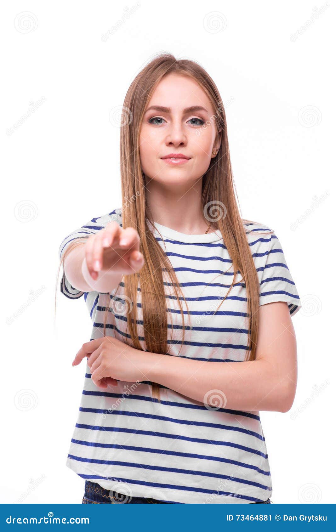 Young girl pointed on you stock image. Image of cheerful - 73464881