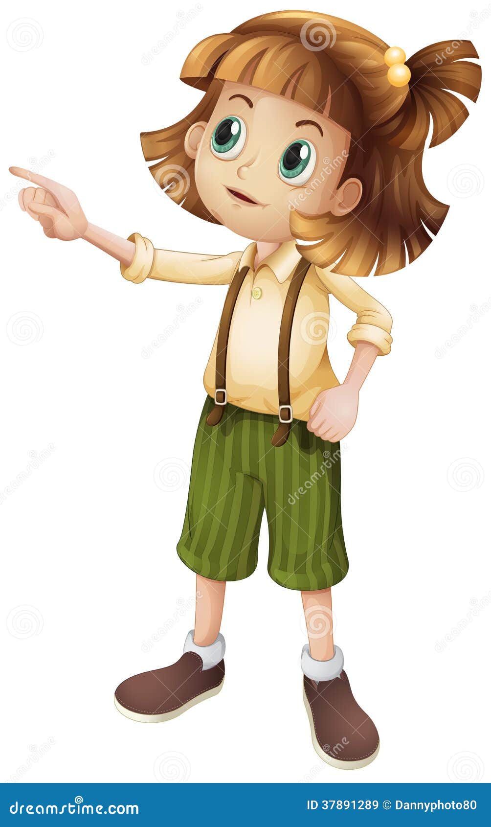 Girl Pointing At Something. Avatar, Vector. | CartoonDealer.com #87423644