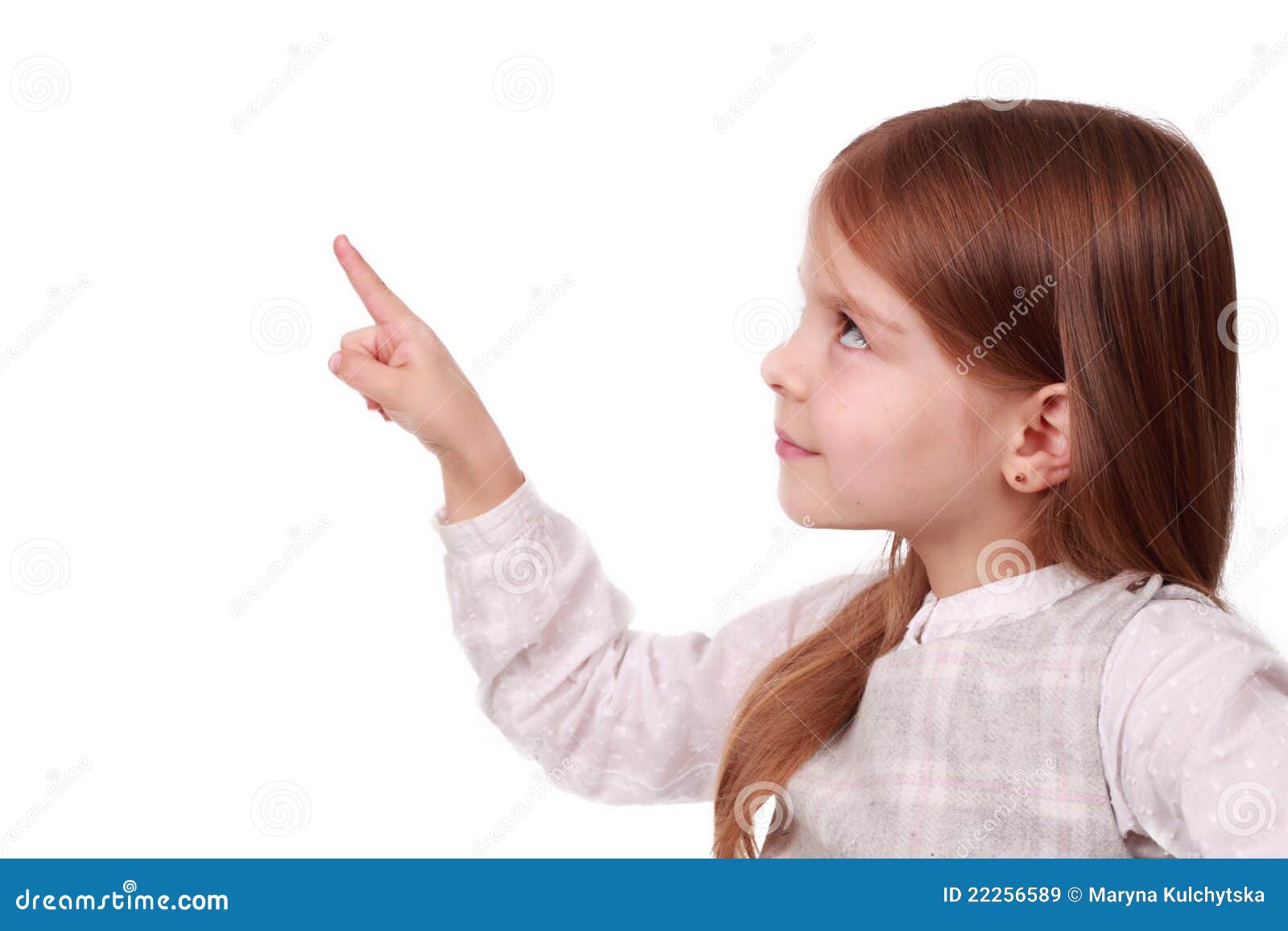 A Young Girl Pointing at Your Text Stock Image - Image of youth, pretty ...