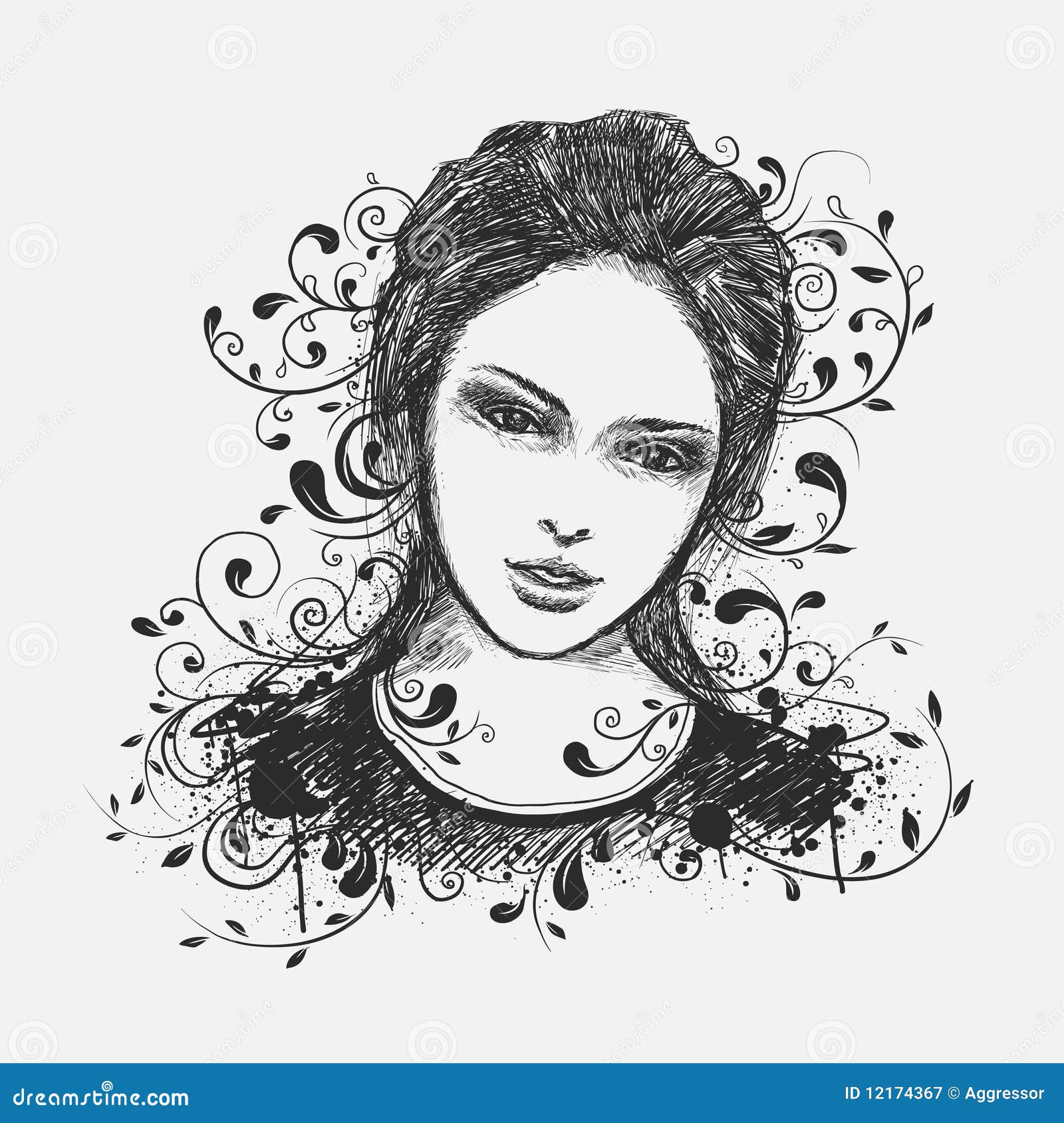 Young girl portrait stock vector. Illustration of happy - 12174367