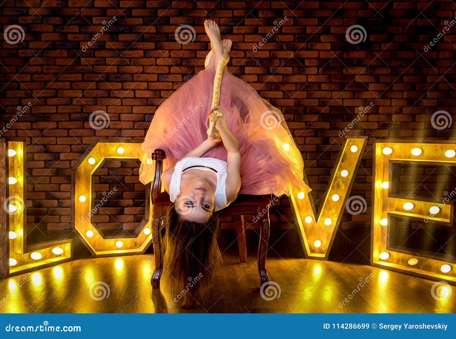 Young Girl Posing with an Albino Python Stock Image - Image of nature ...