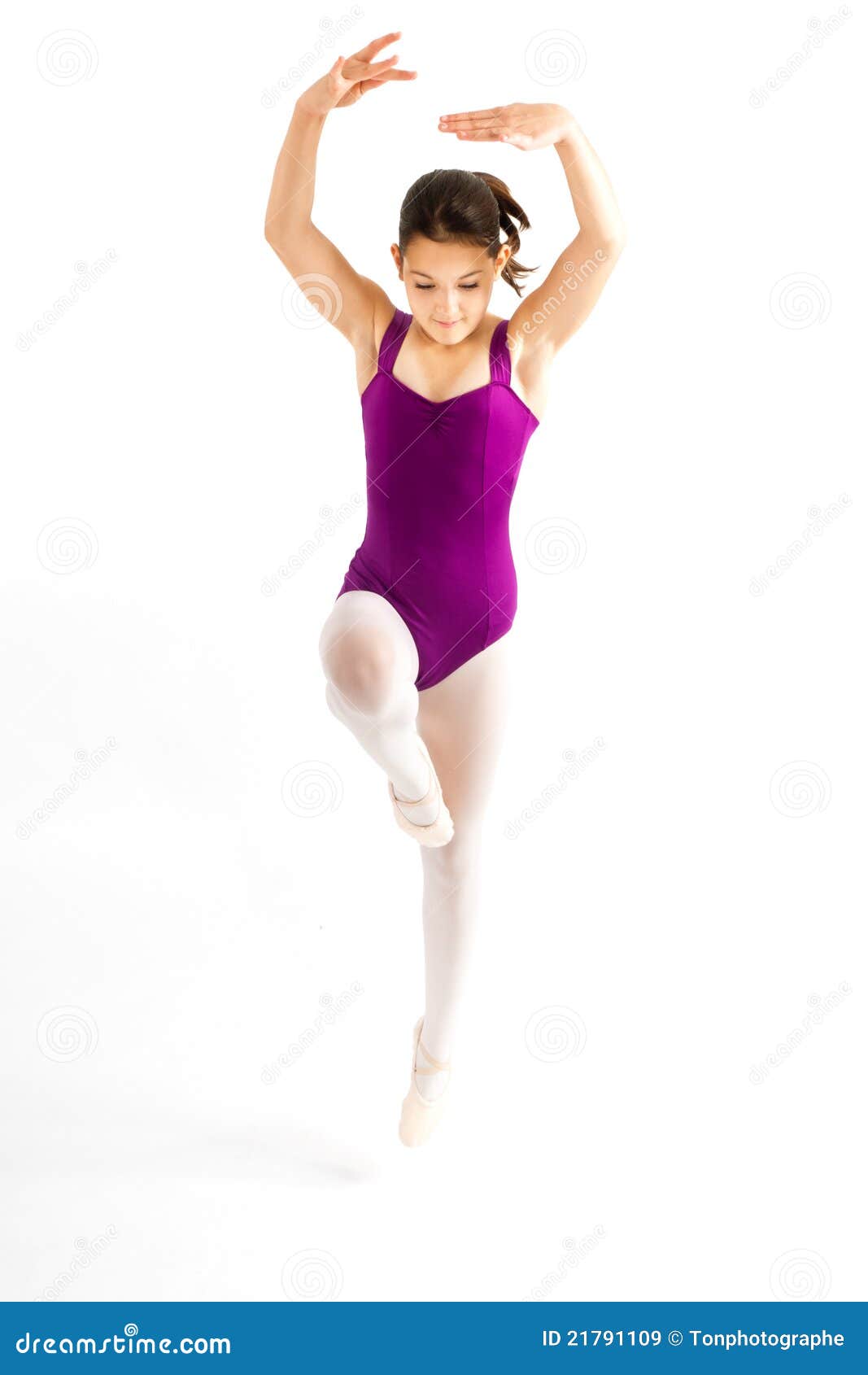 Young Girl Practicing Her Ballet. Stock Image - Image of white ...