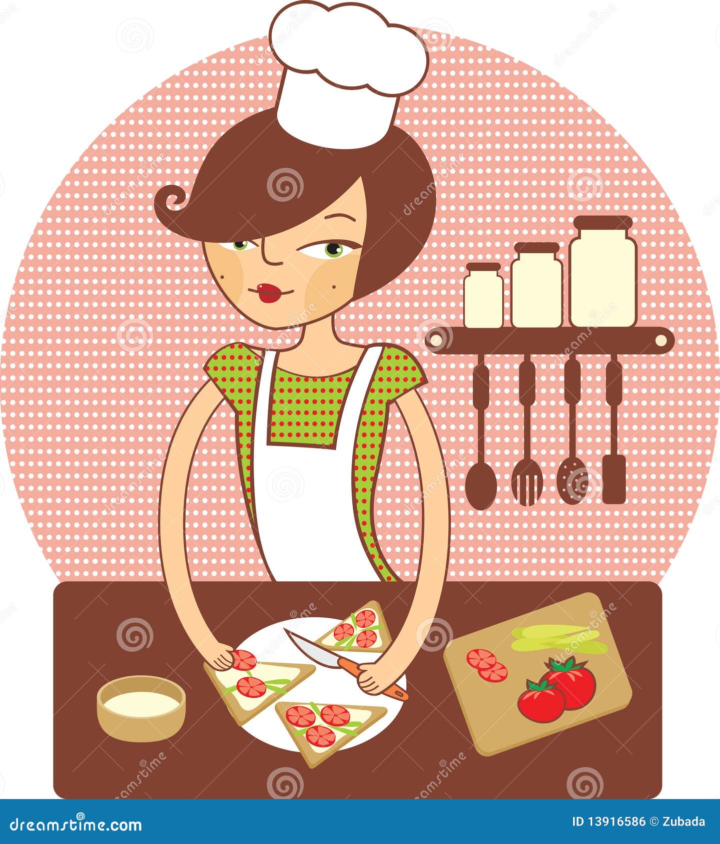 Young Girl Preparing Sandwich Stock Vector - Illustration of woman ...