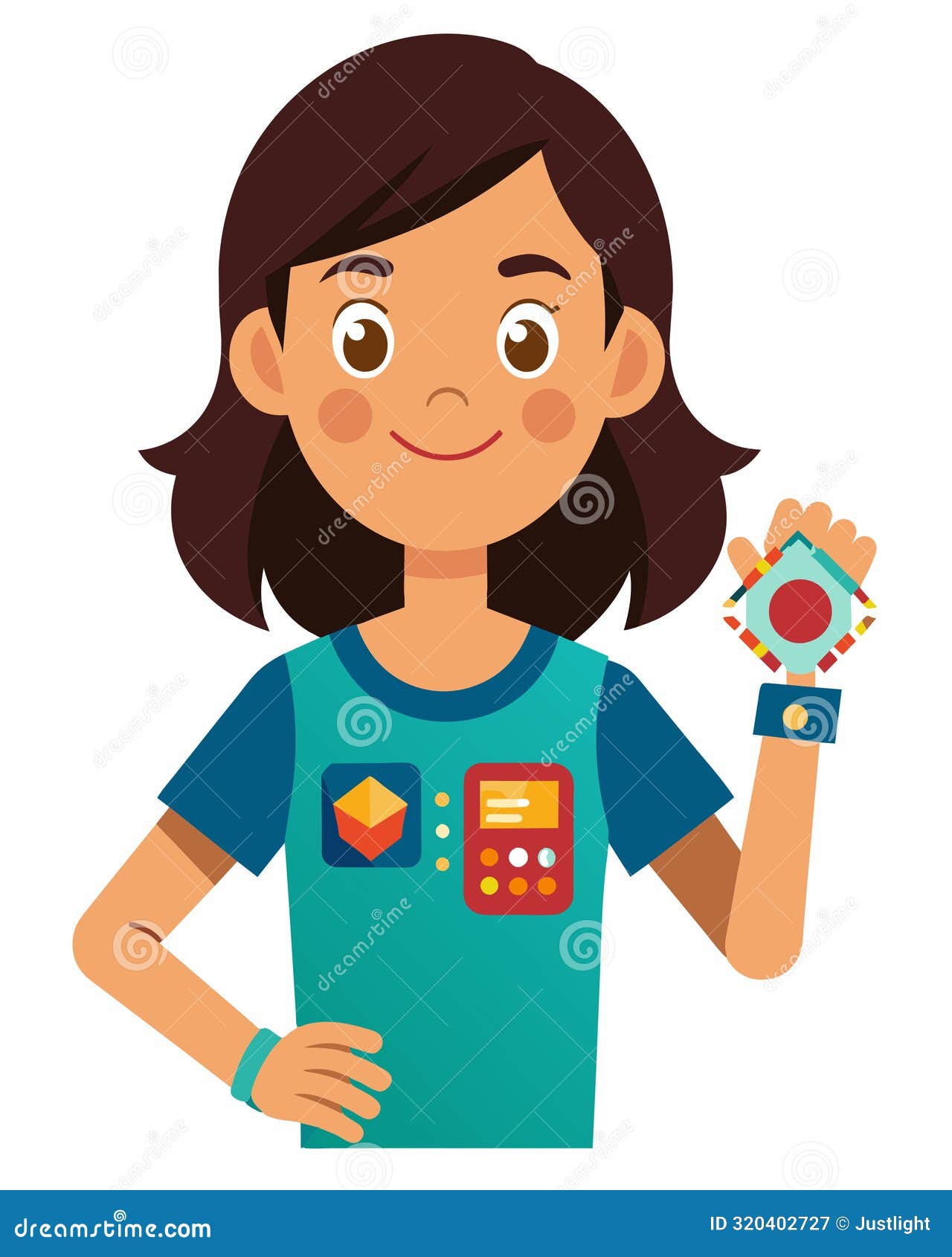 A Young Girl Proudly Shows Off Her Custommade Electronic Bracelet