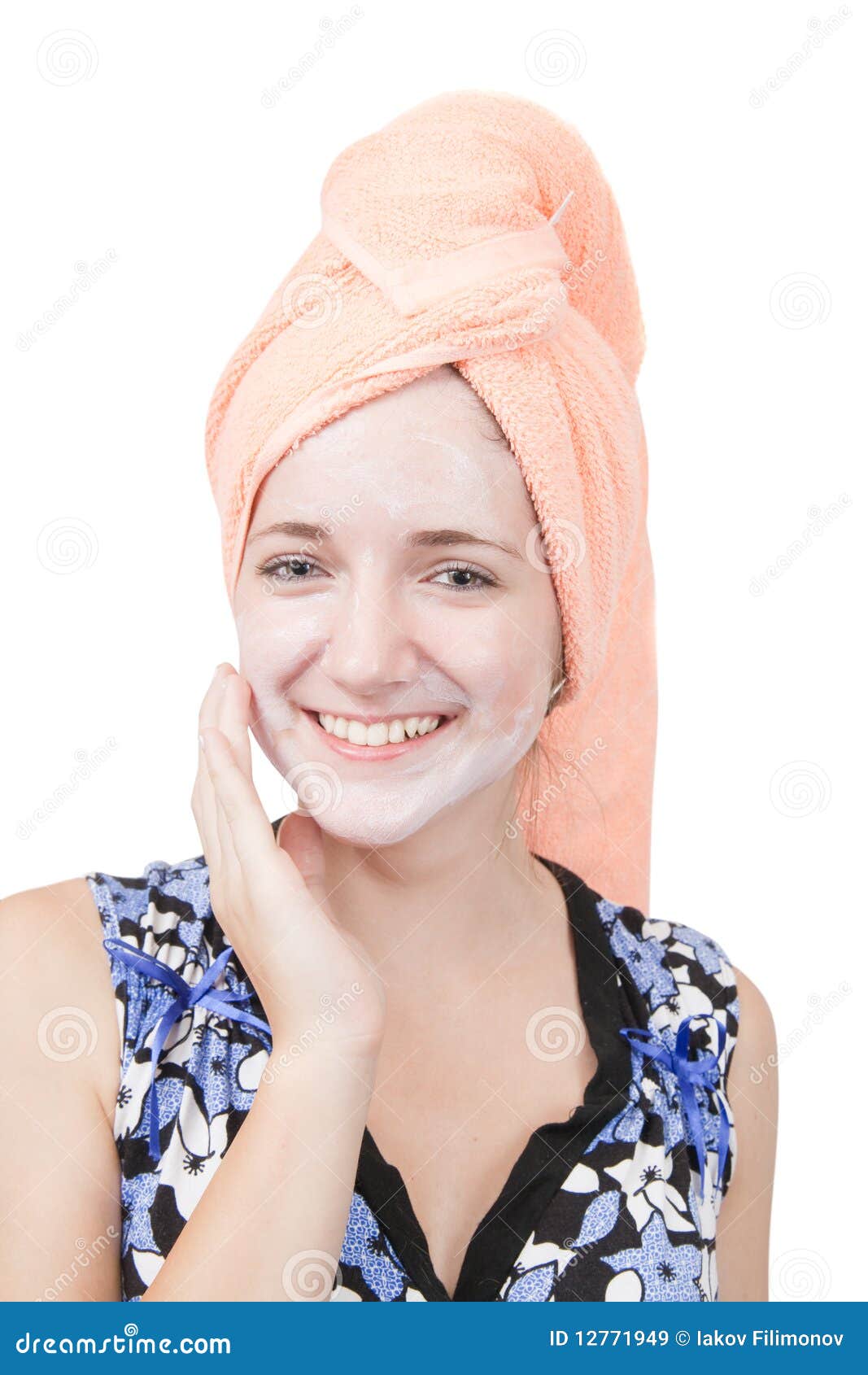 Young Girl, Putting Cream on Stock Image - Image of cosmetics, healthy ...