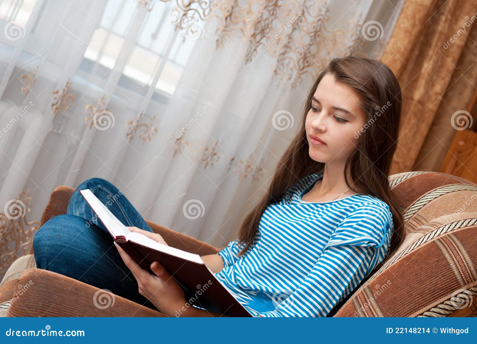 Young girl reads book stock photo. Image of hair, european - 22148214