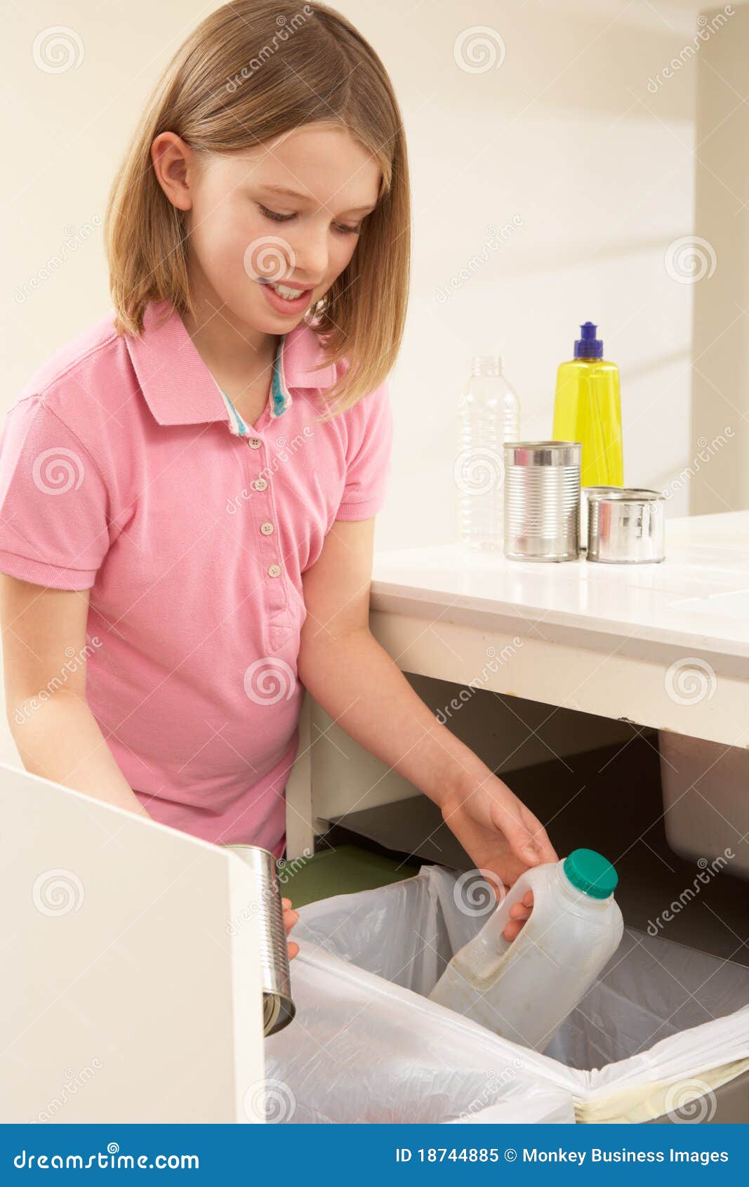 Young Girl Recyling Waste stock image. Image of waste - 18744885
