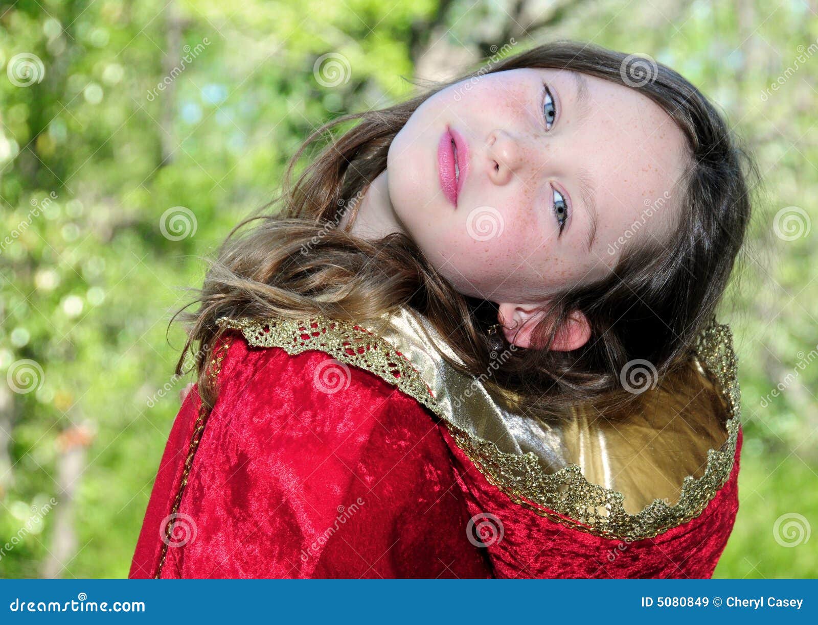 Young Girl in Red Cape stock image. Image of child, wealthy - 5080849