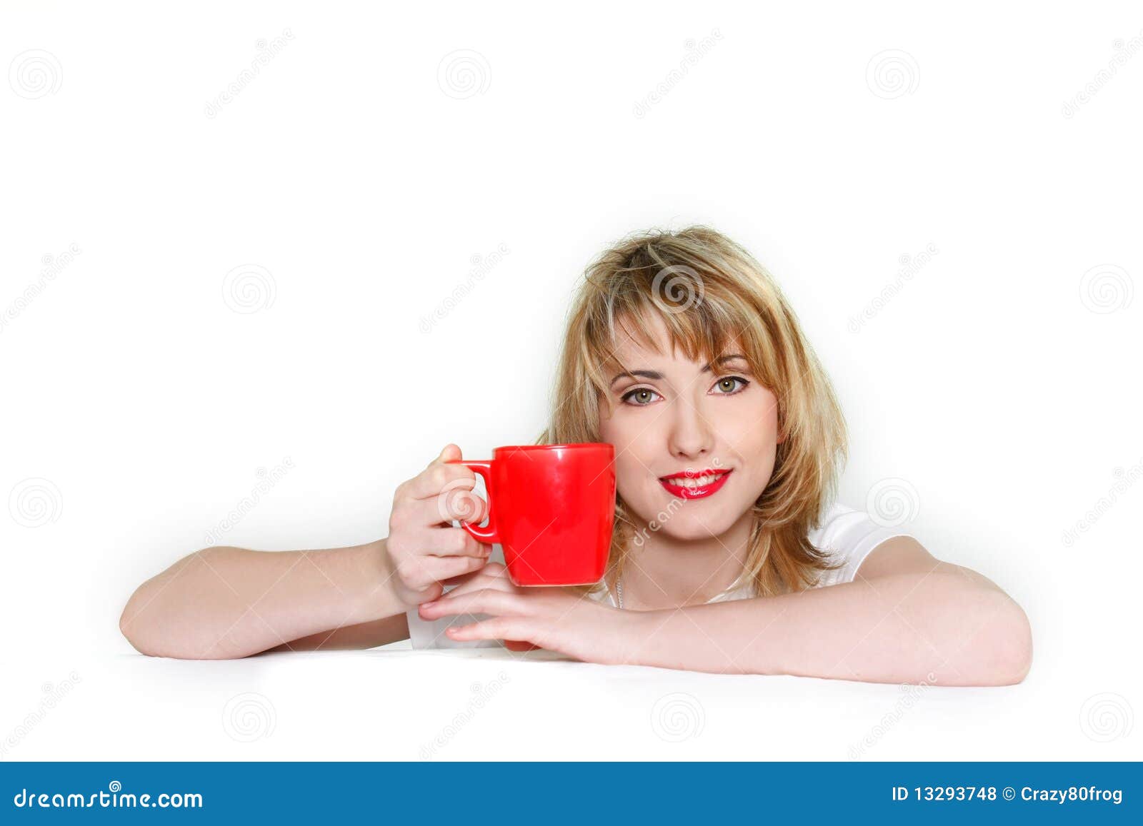 Young girl with red cup stock photo. Image of attractive - 13293748