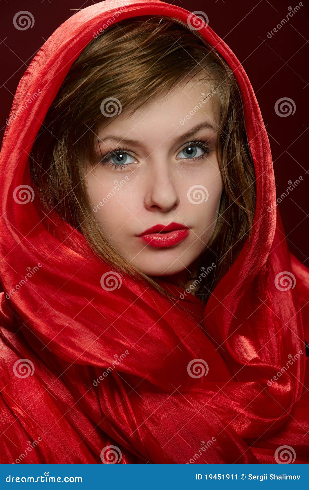 Young girl in a red hood stock image. Image of covering - 19451911
