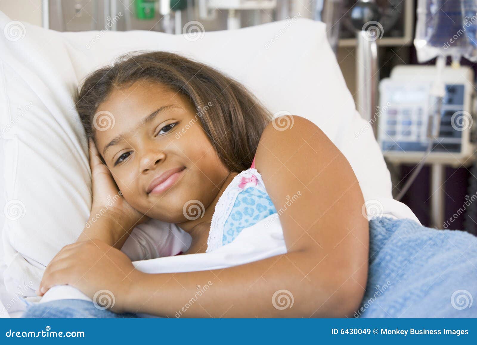 Young Girl Resting in Hospital Bed Stock Image - Image of camera ...
