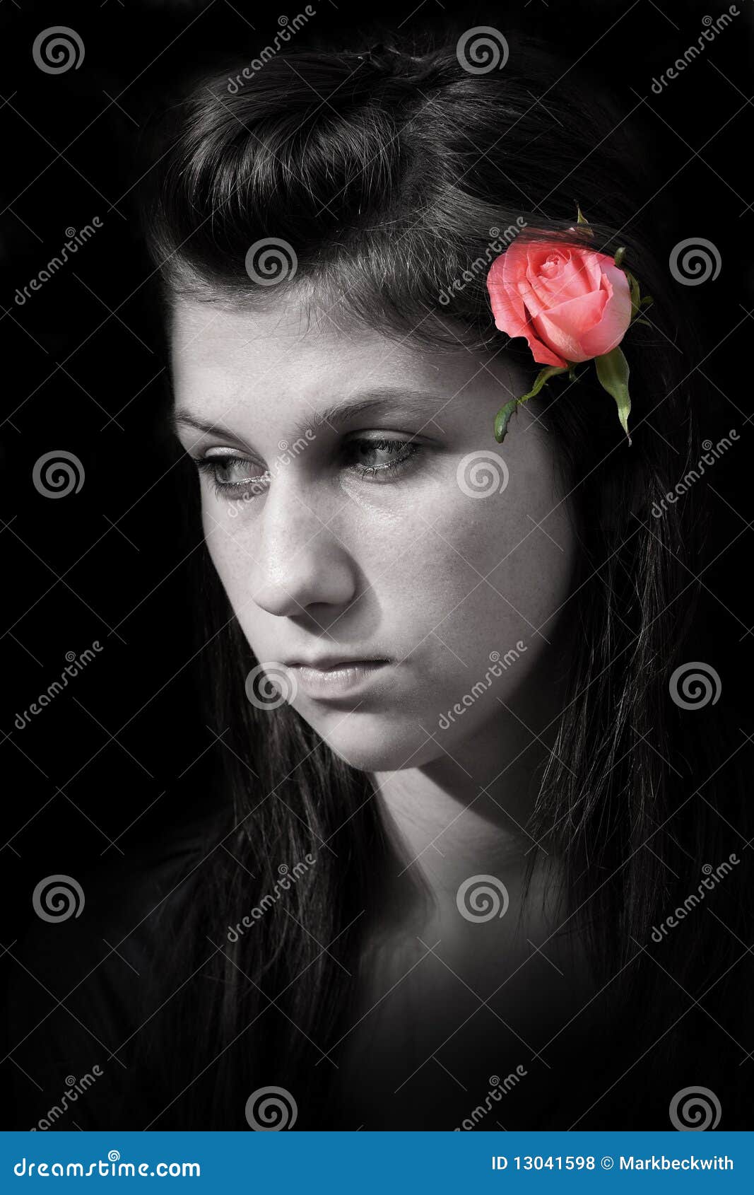 Young girl rose portrait stock photo. Image of pretty - 13041598