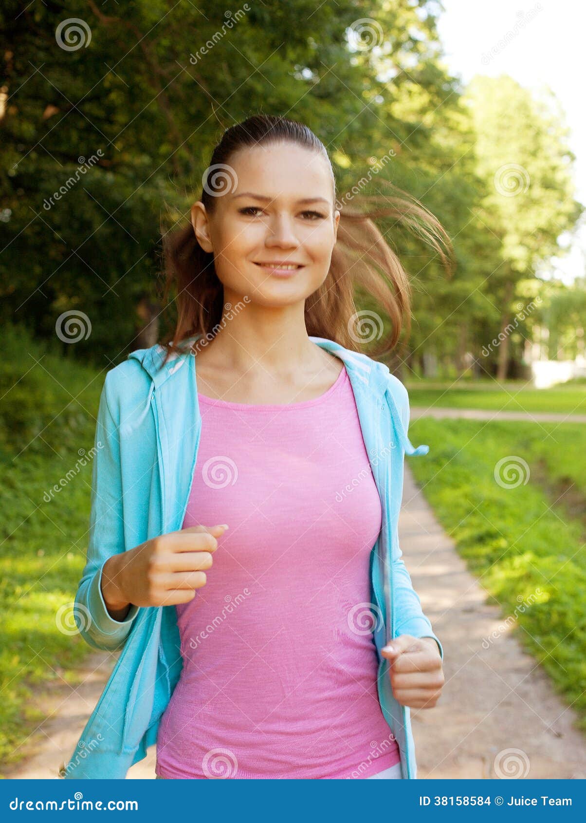 Young Girl Runner in the Forest. Stock Photo - Image of active, forest ...
