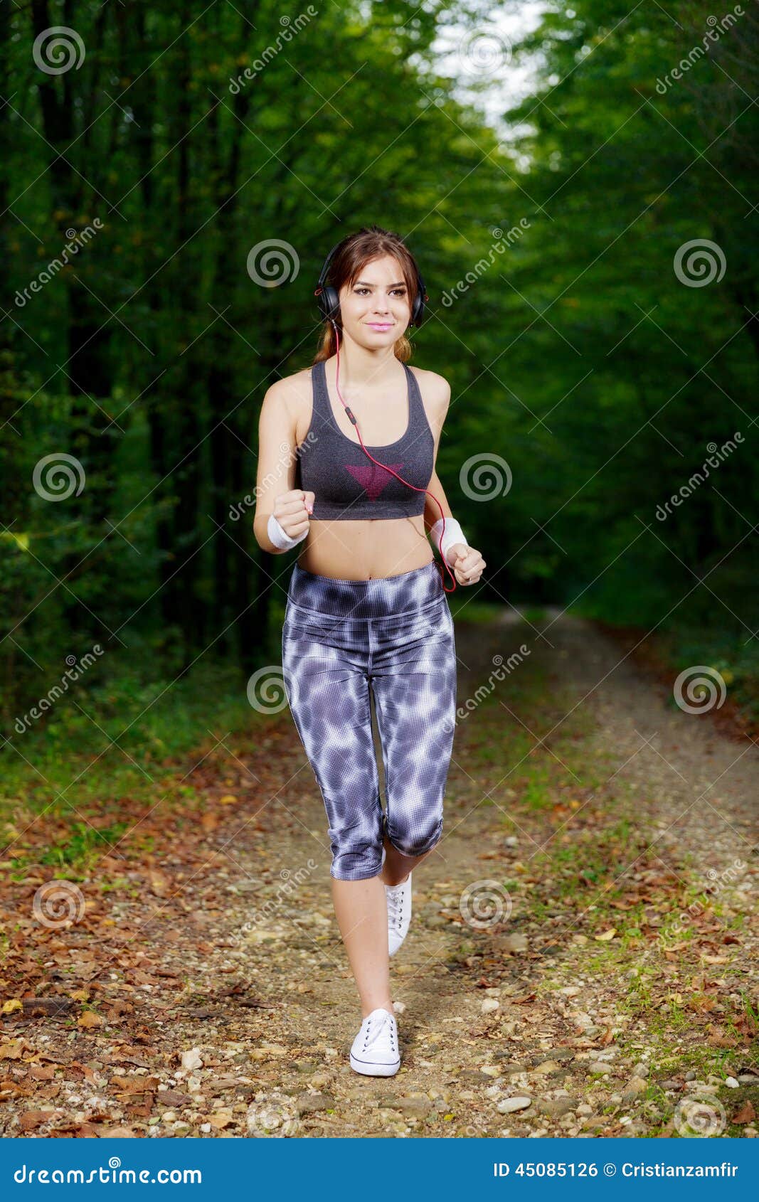 Young Girl Runner in the Forest Stock Photo - Image of lady, natural ...