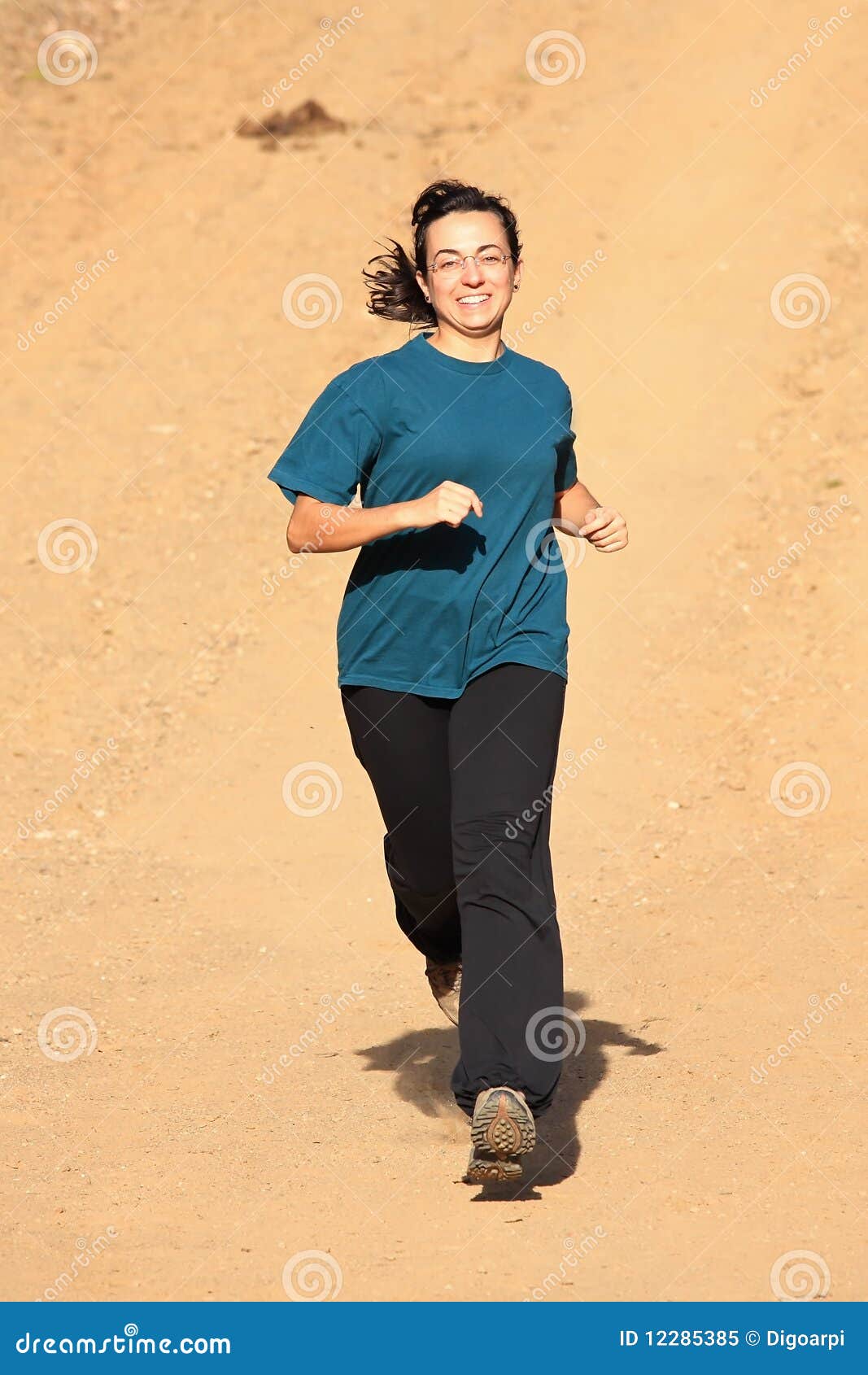 A young girl running stock image. Image of blue, momentum - 12285385