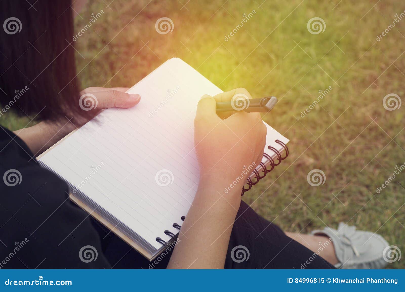 Young Girl `s Hand Writing on Diary Stock Image - Image of people ...