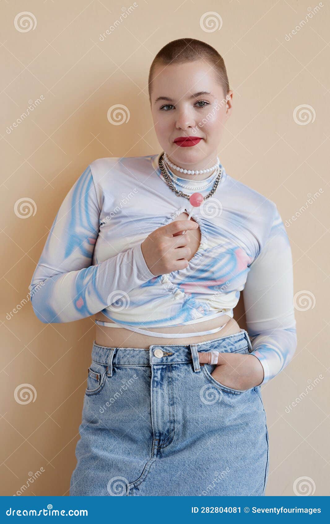 Young Girl With Shaved Head Stock Image Image Of Confidence