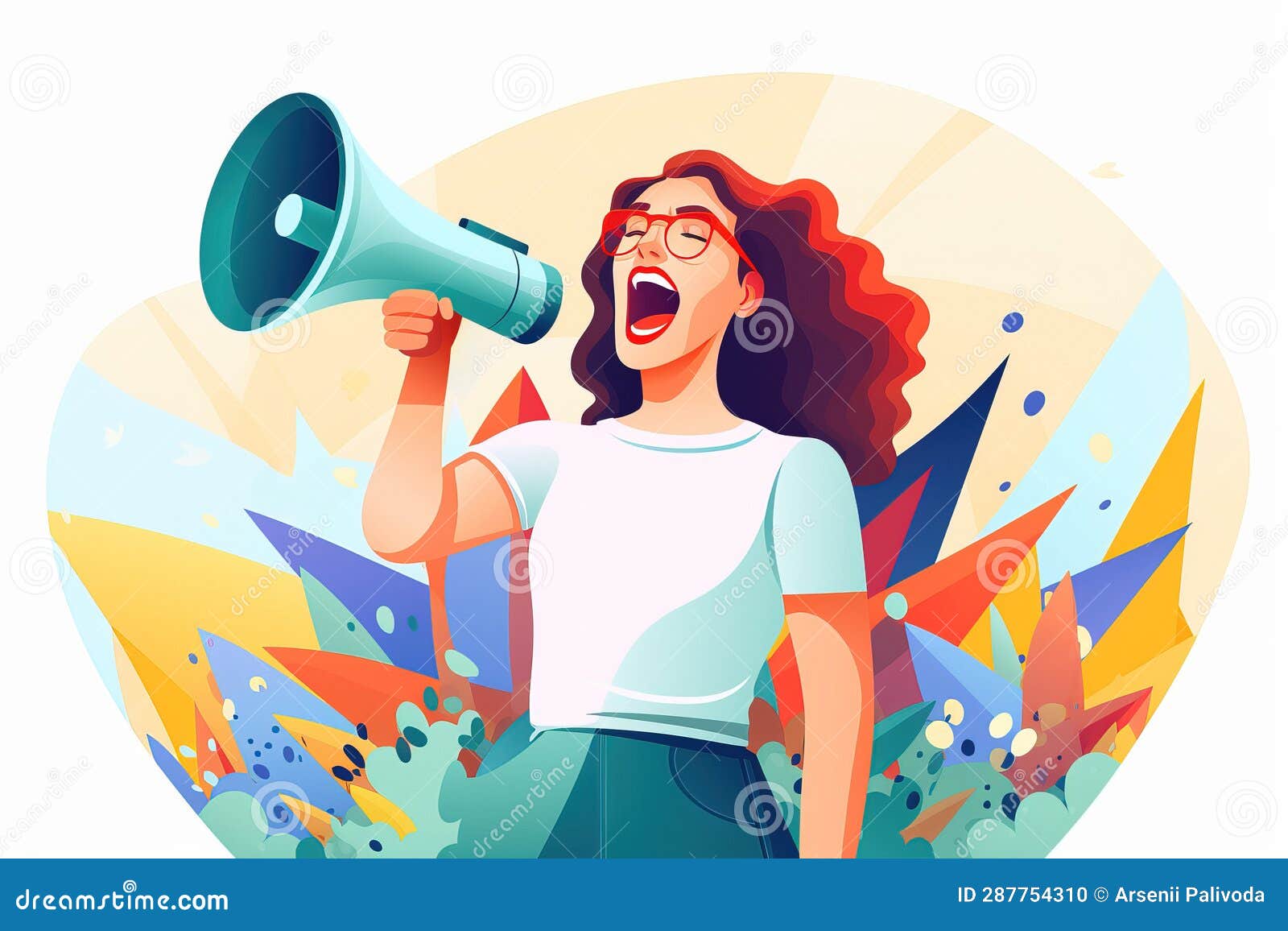 A Young Girl Shouting into a Megaphone. Generative AI Stock ...