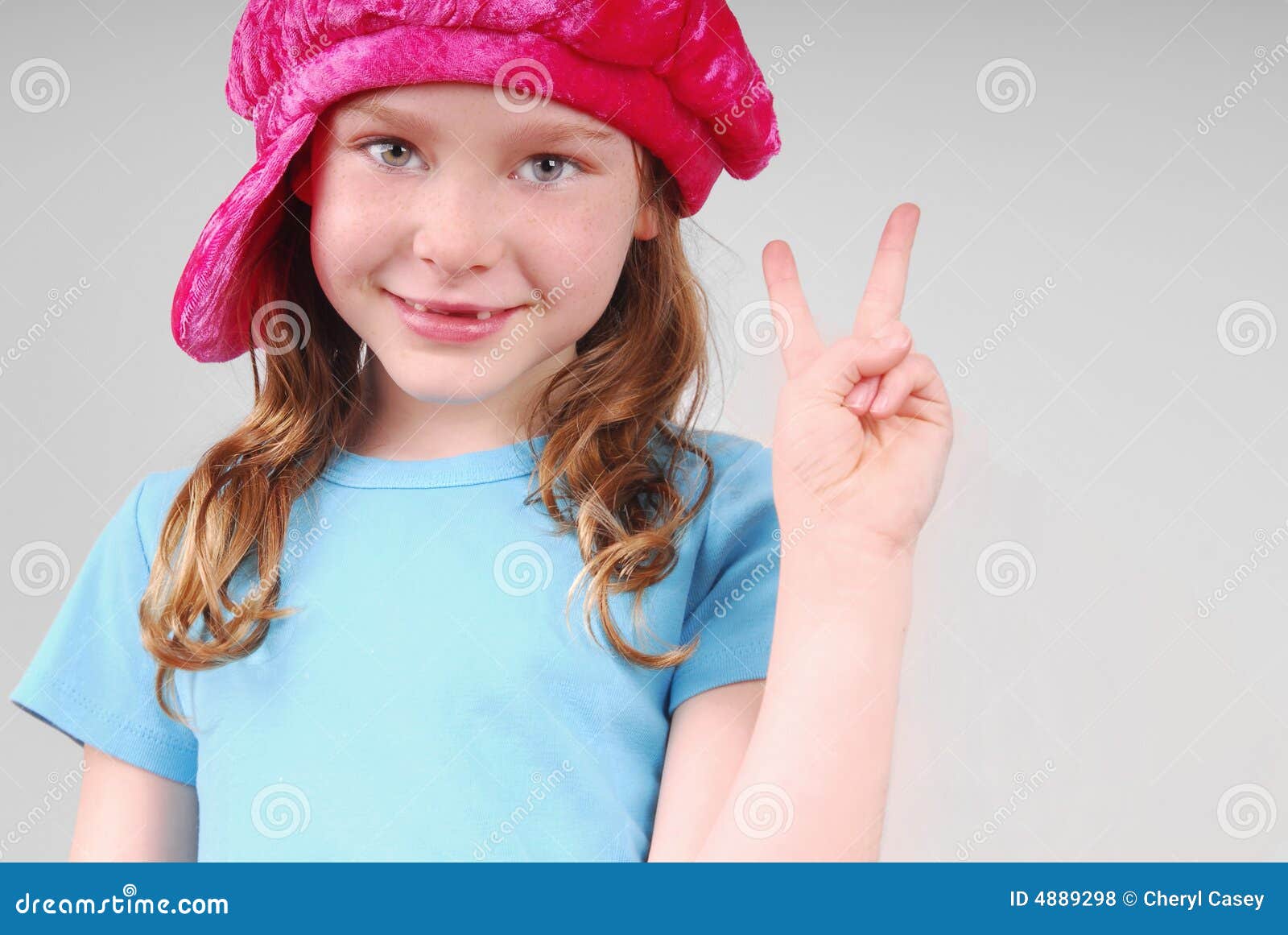 Young Girl Showing Peace Sign Stock Photo - Image of happy, missing ...