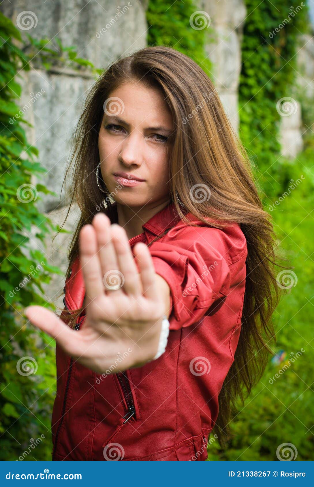 Young Girl Showing Stop Sign Stock Image - Image of face, confident ...
