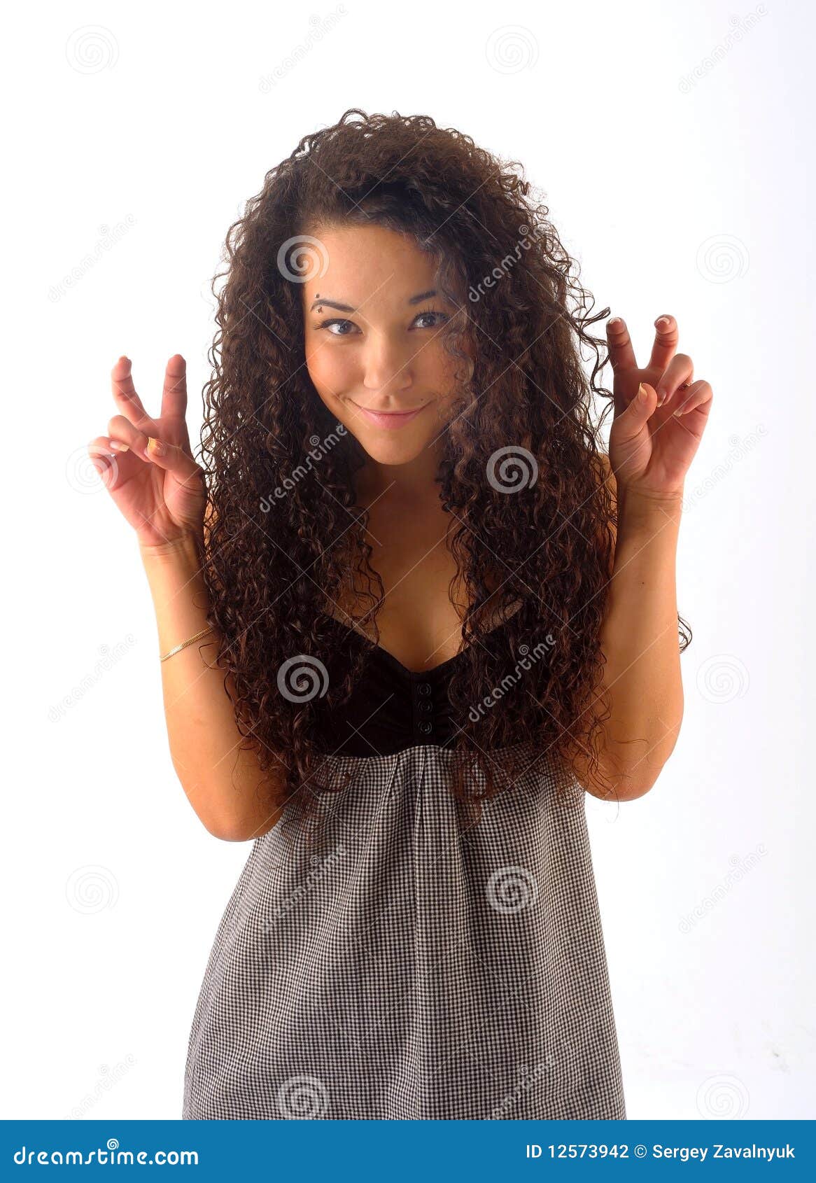 The Young Girl Shows Fingers Stock Photo - Image of female, fingers ...