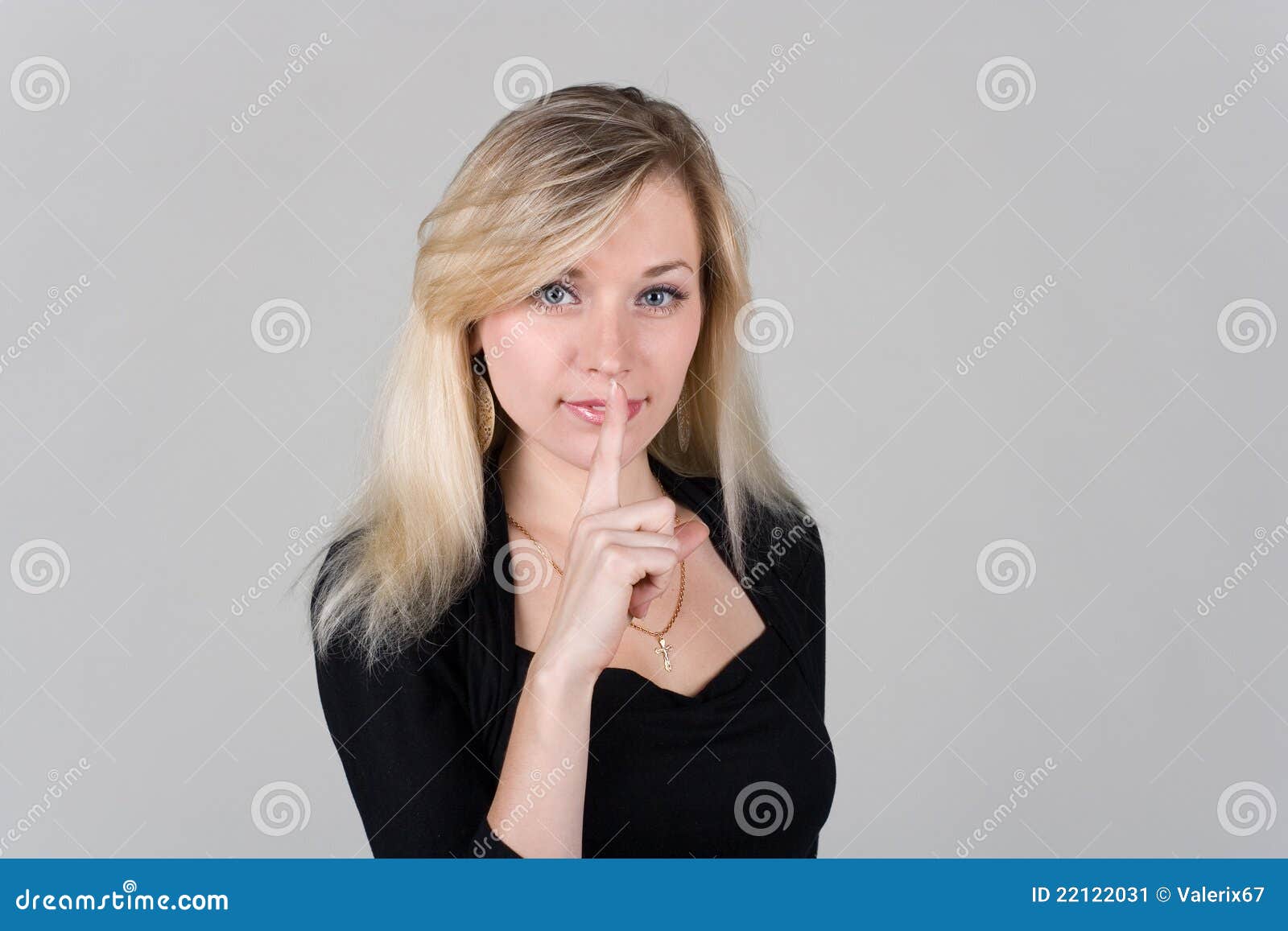 Young Girl Shows a Hush Sign Stock Image - Image of hush, confidence ...