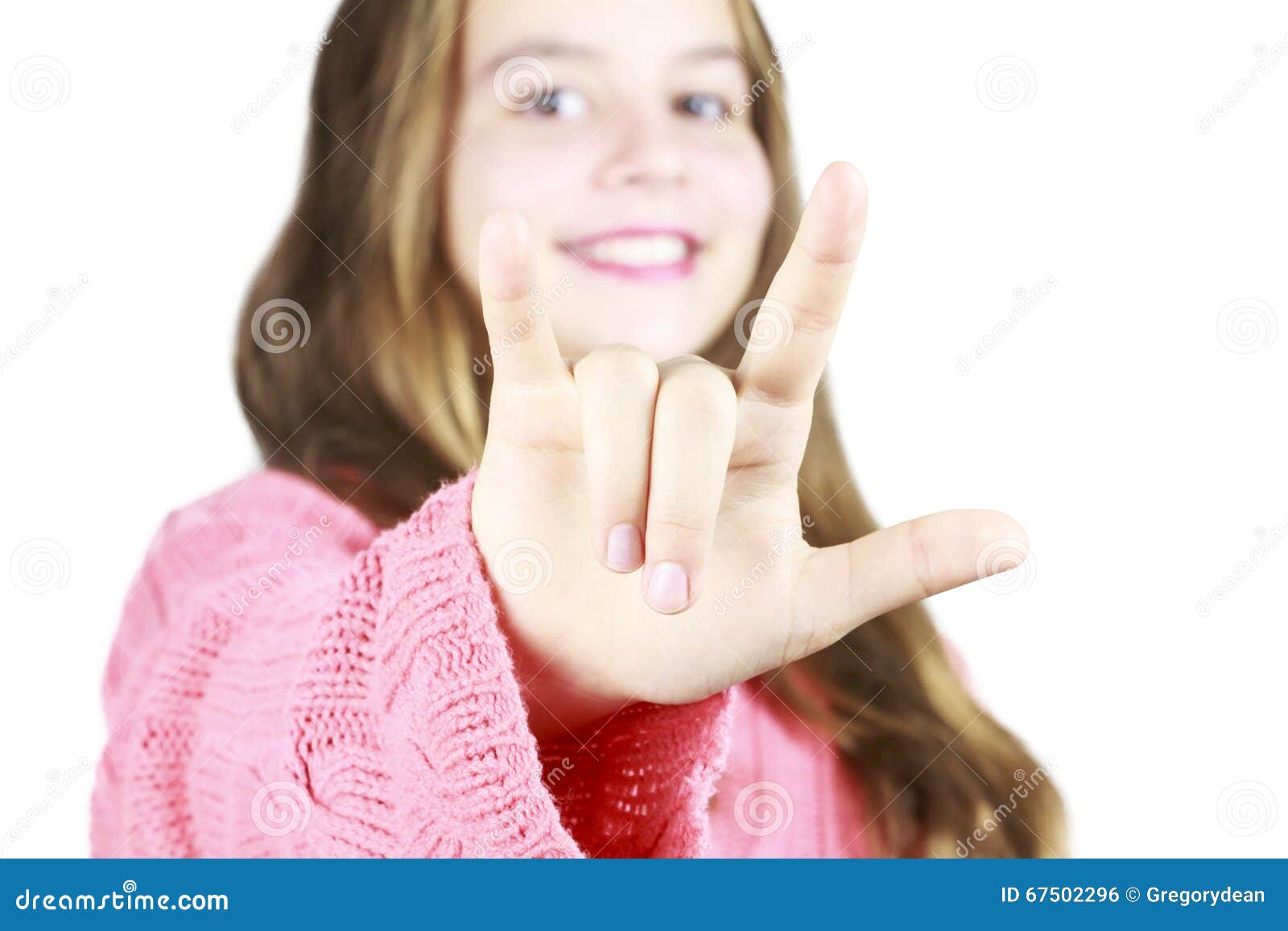 Young Girl with Sign Language Stock Photo - Image of symbol, hand: 67502296