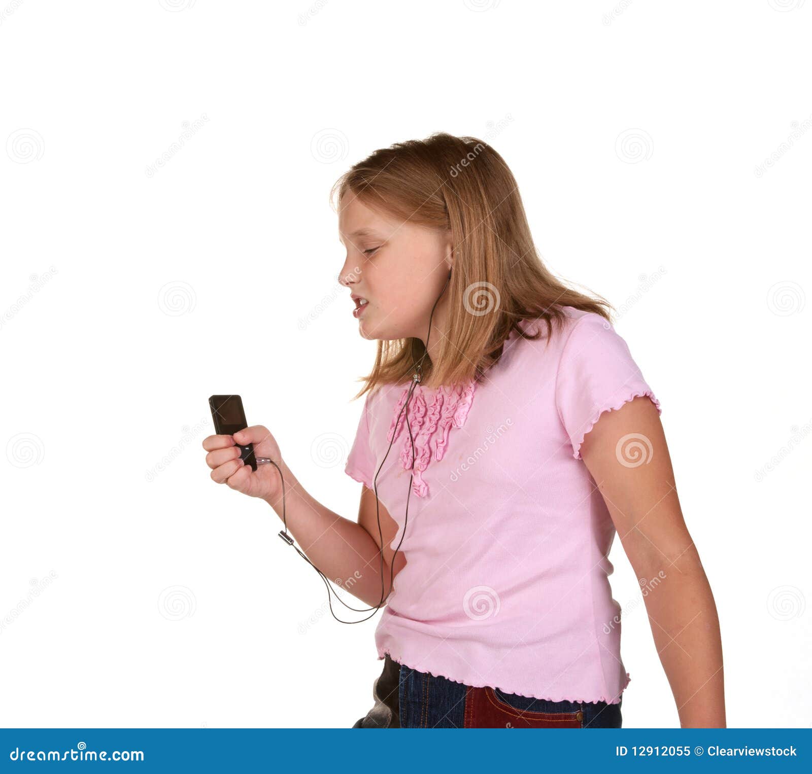Young Girl Singing Dancing with Mp3 Stock Image - Image of dancing ...
