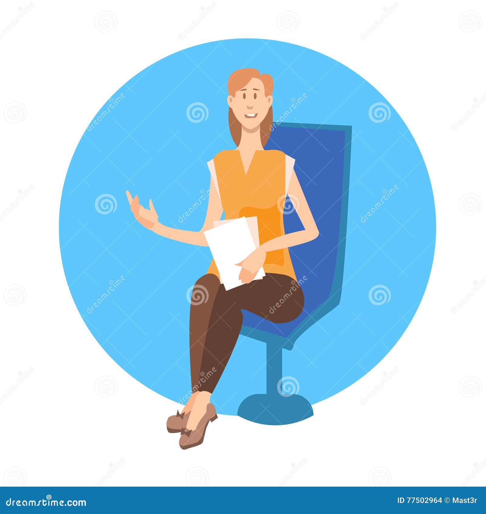 Young Girl Sit on Chair University Student Icon Stock Vector ...