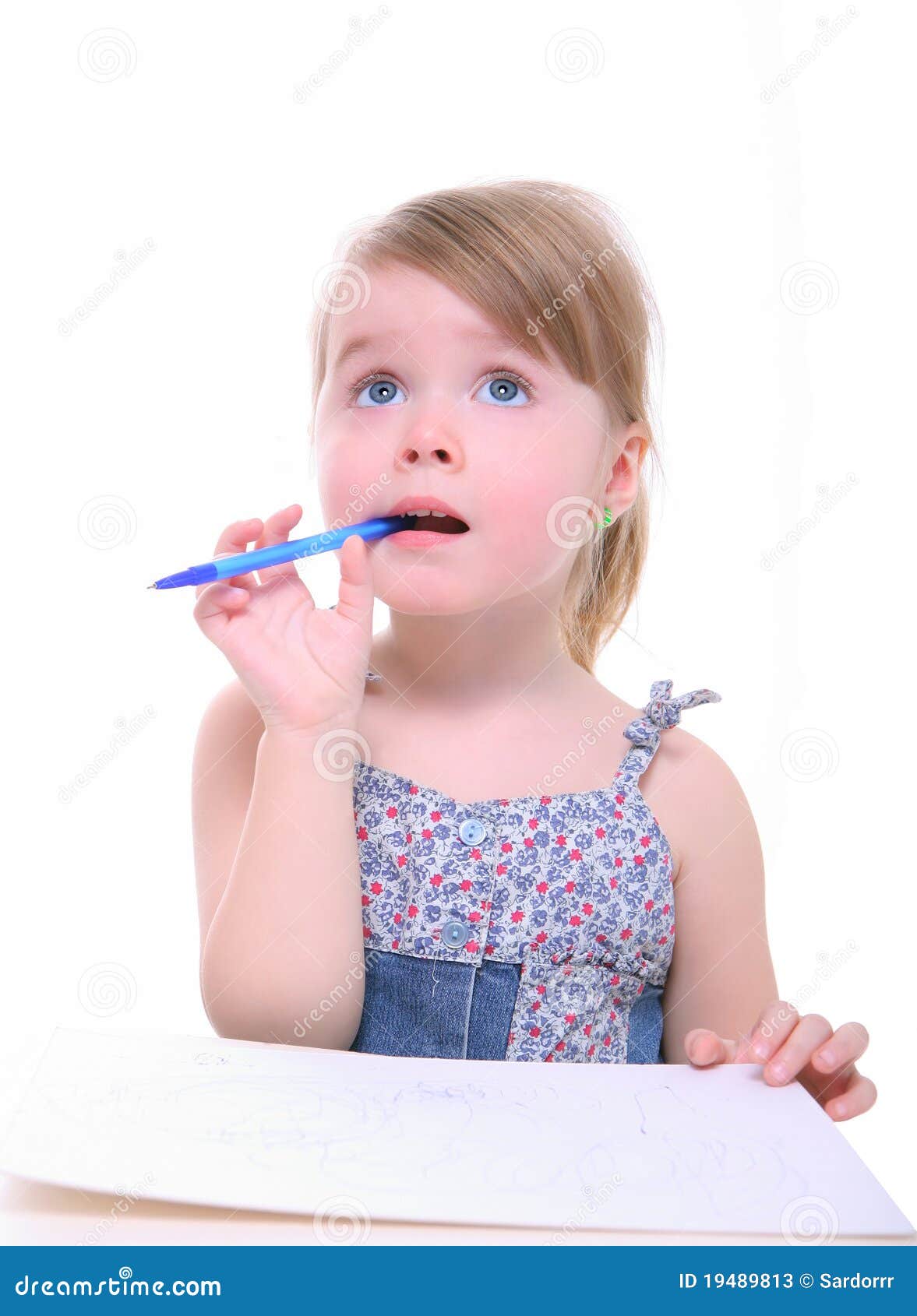 Young Girl Sitting Imagining Thinking Stock Image - Image of lovely ...