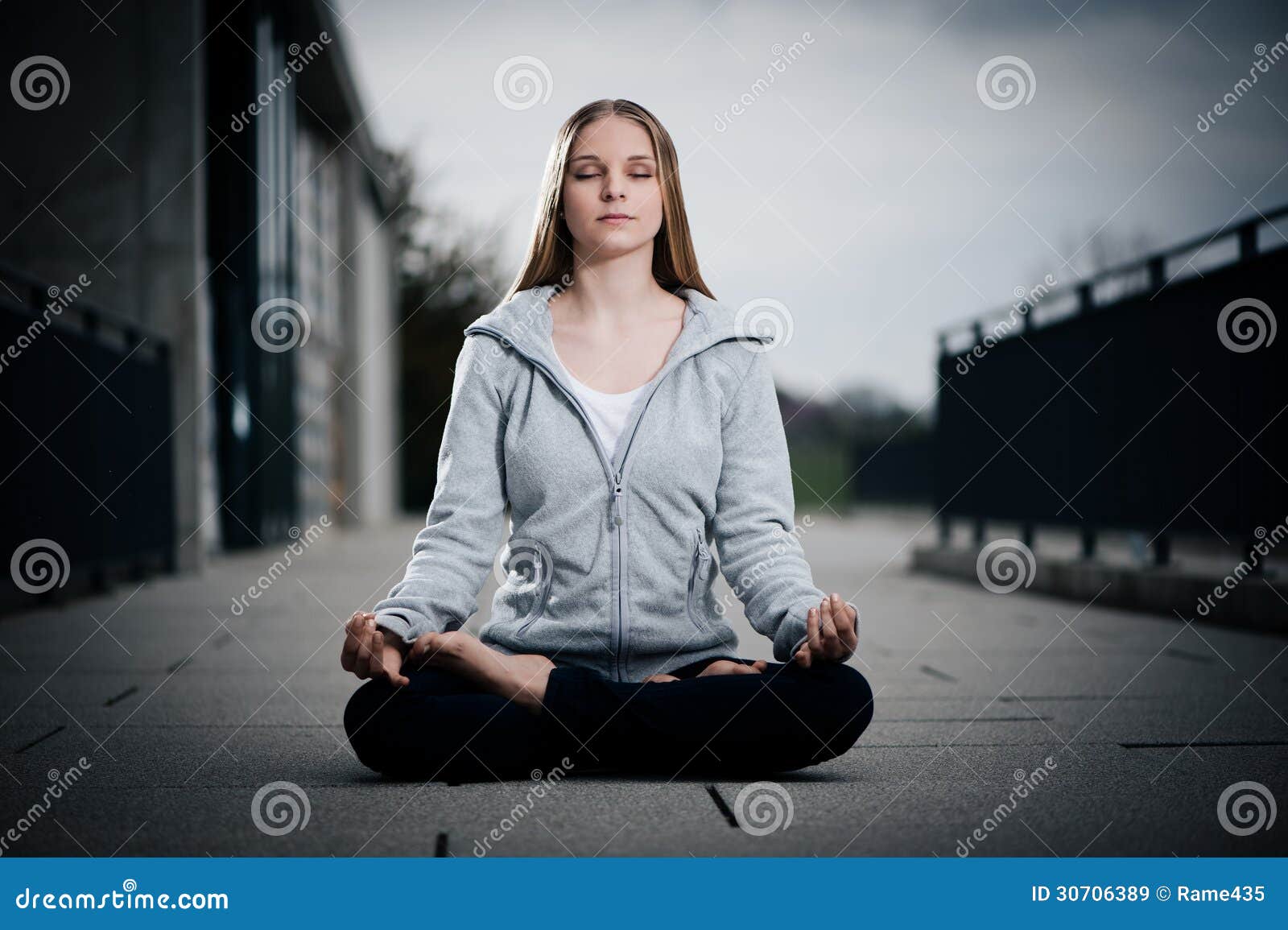 Young Girl Sitting and Meditating Stock Image - Image of beings ...